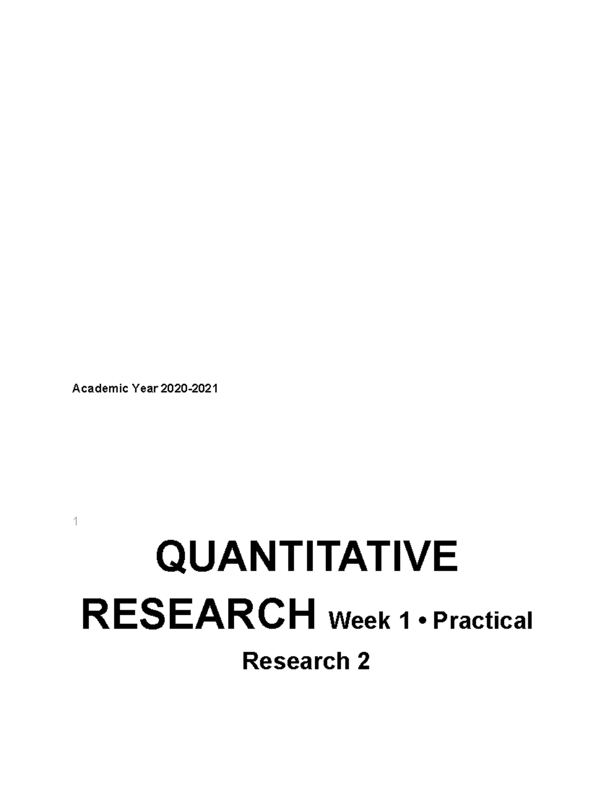 PPT PR2 Week 01 - Google Docs - Academic Year 2020- 1 QUANTITATIVE ...
