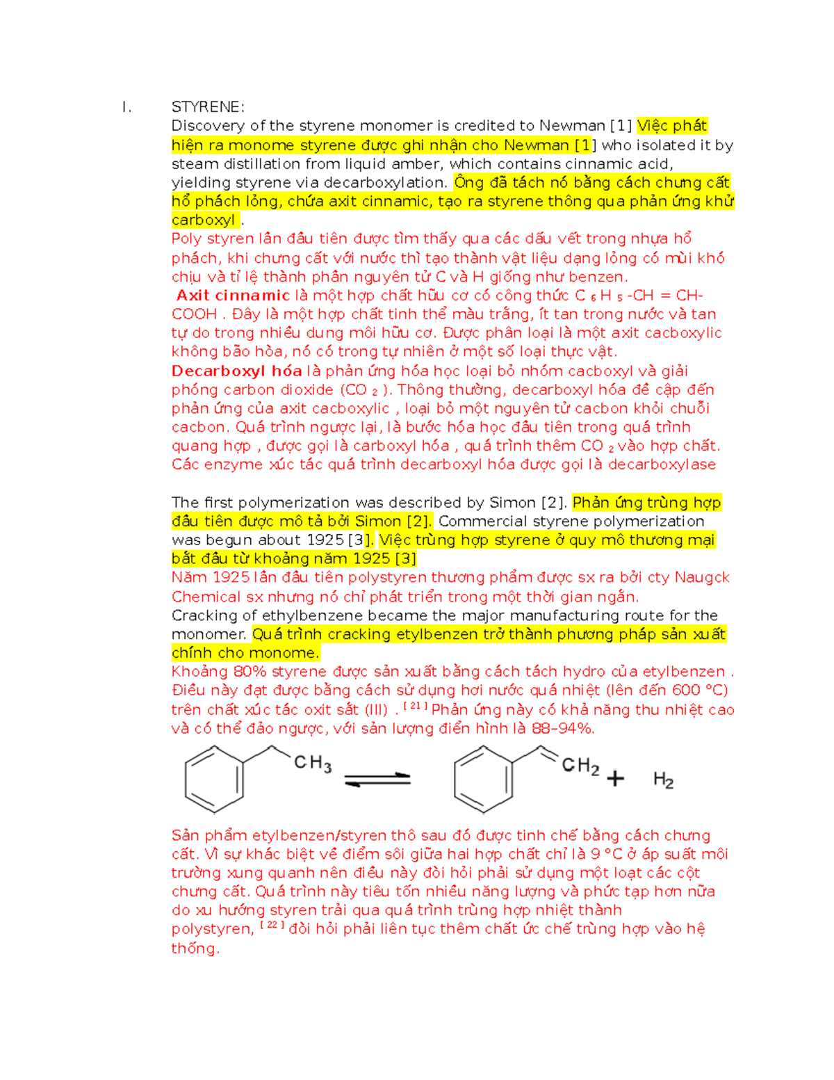 Styrene - styren - I. STYRENE: Discovery of the styrene monomer is ...