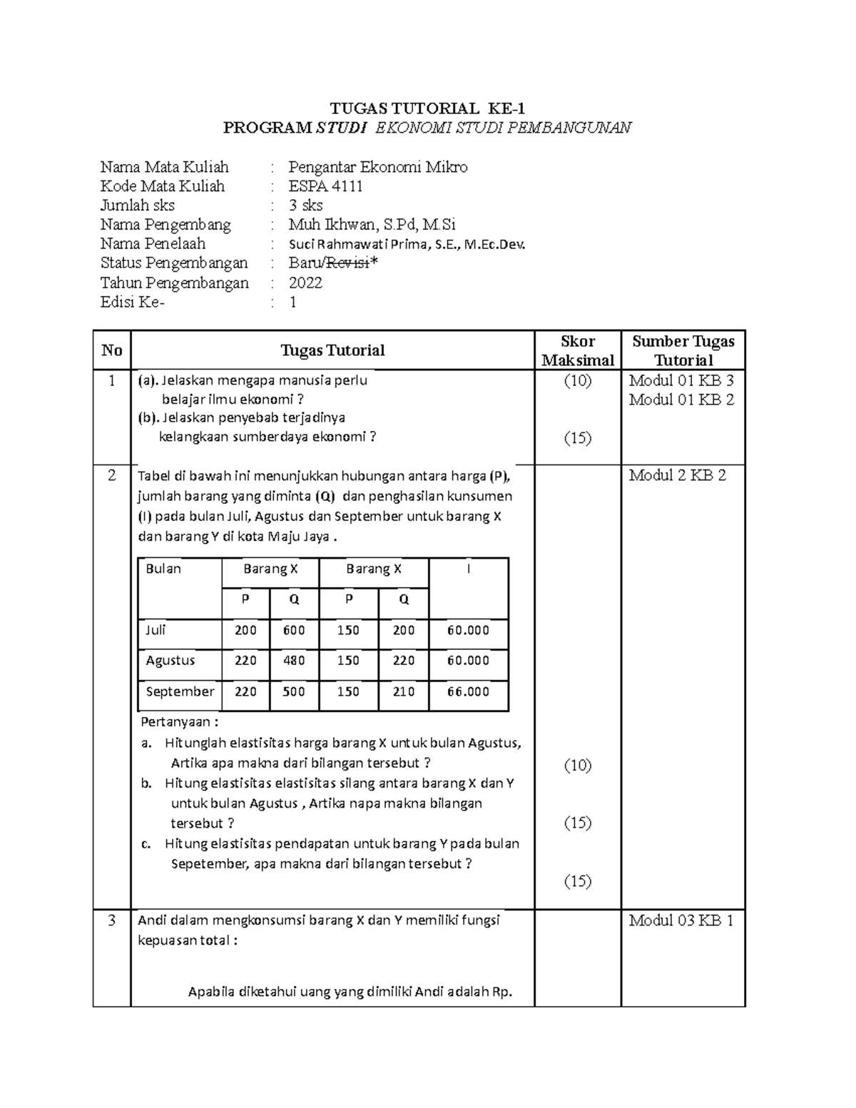 Tugas Tutorial 1 ekonomi makro - TUGAS TUTORIAL KE- PROGRAM STUDI EKONOMI STUDI PEMBANGUNAN Nama ...