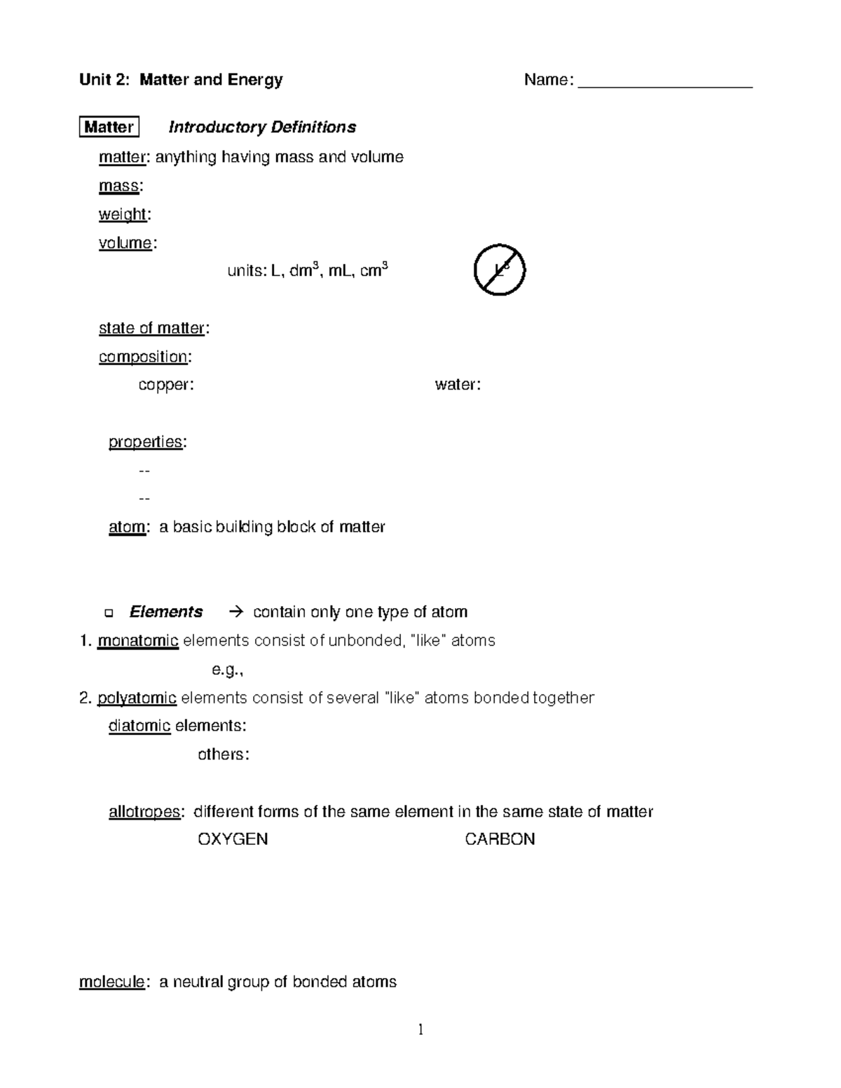Chemistry module 2 - Mechanical Engineering - Unit 2: Matter and Energy ...
