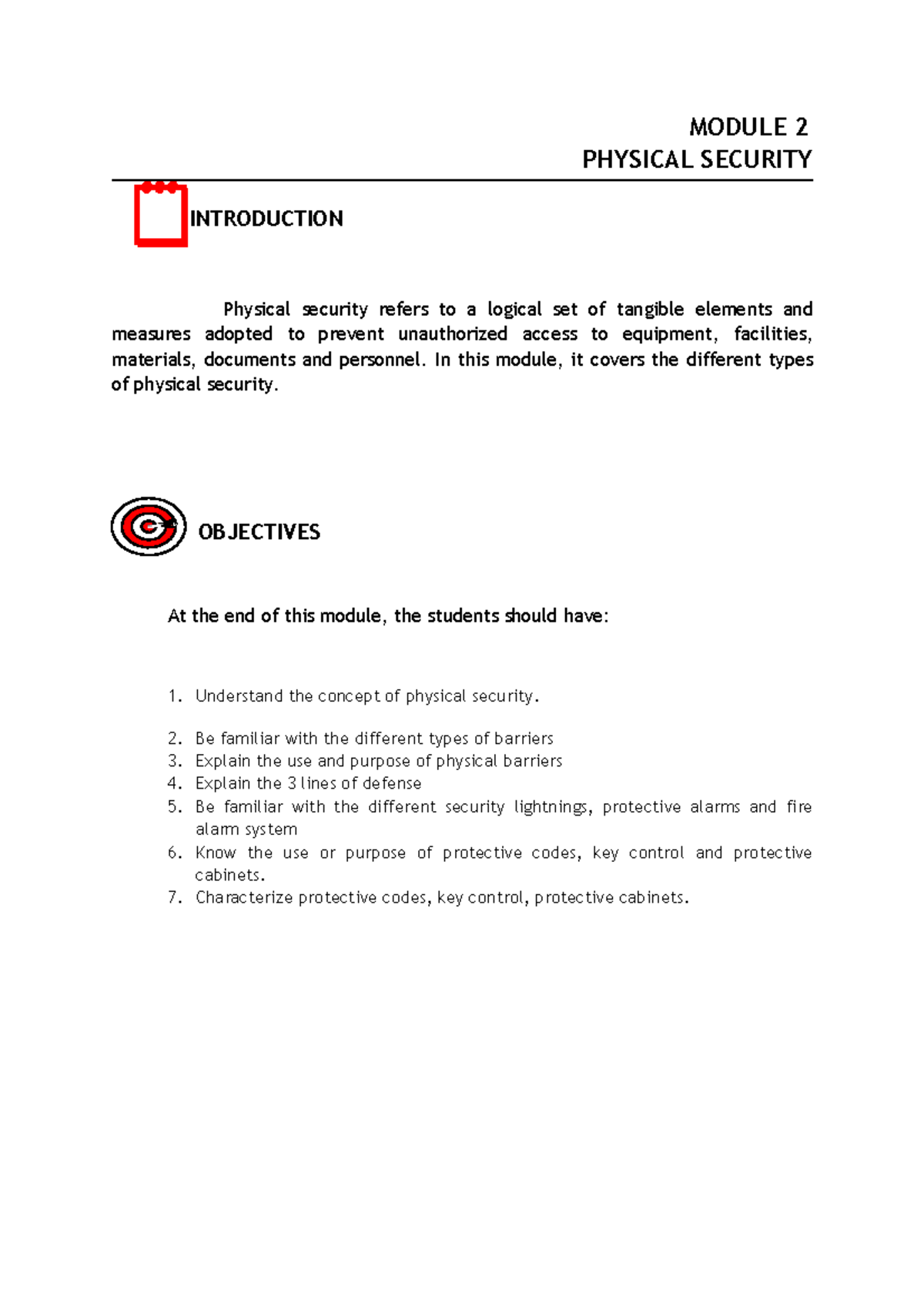 Module 2 - Physical Security - MODULE 2 PHYSICAL SECURITY Physical ...