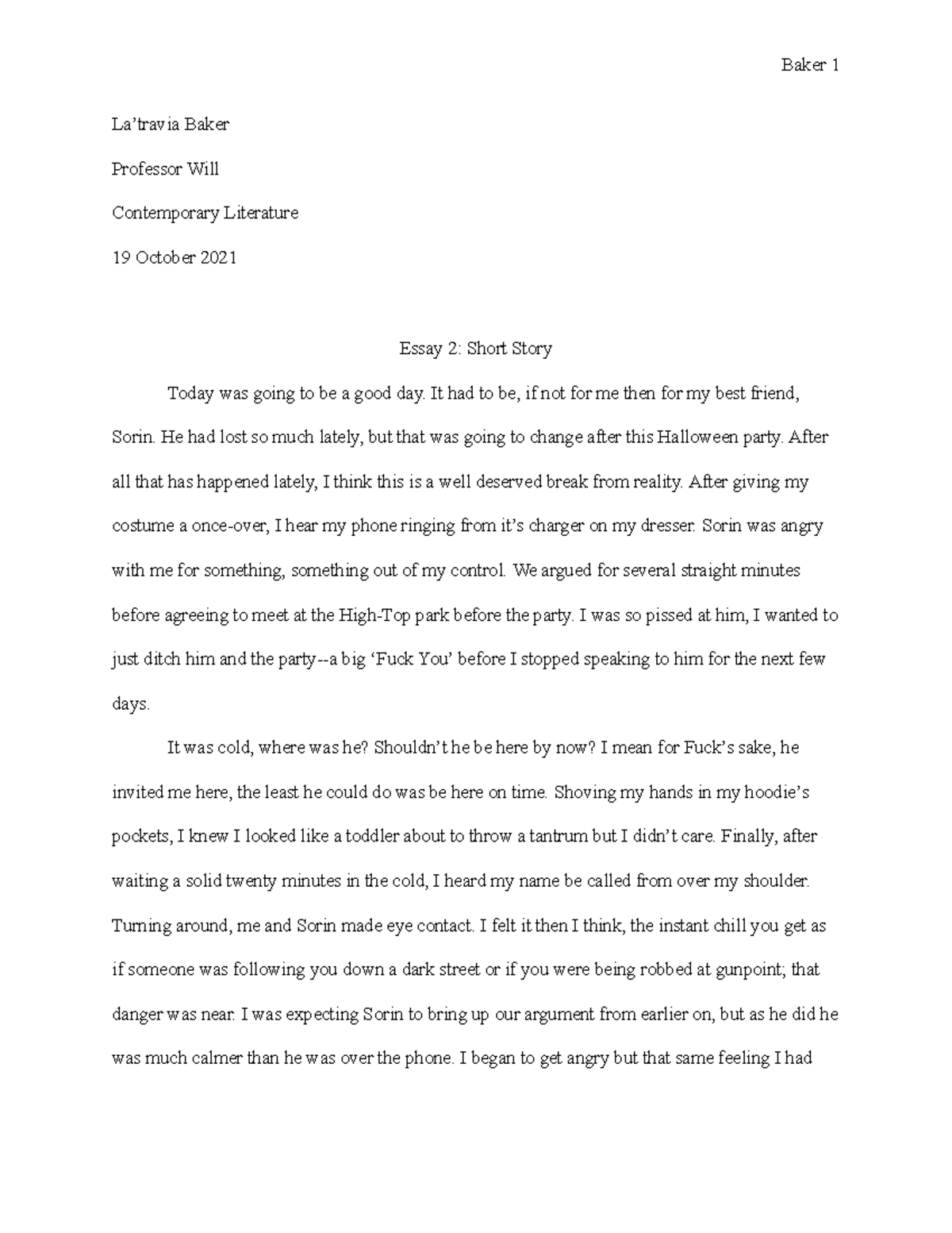 Essay 2 for contempt lit - La’travia Baker Professor Will Contemporary ...