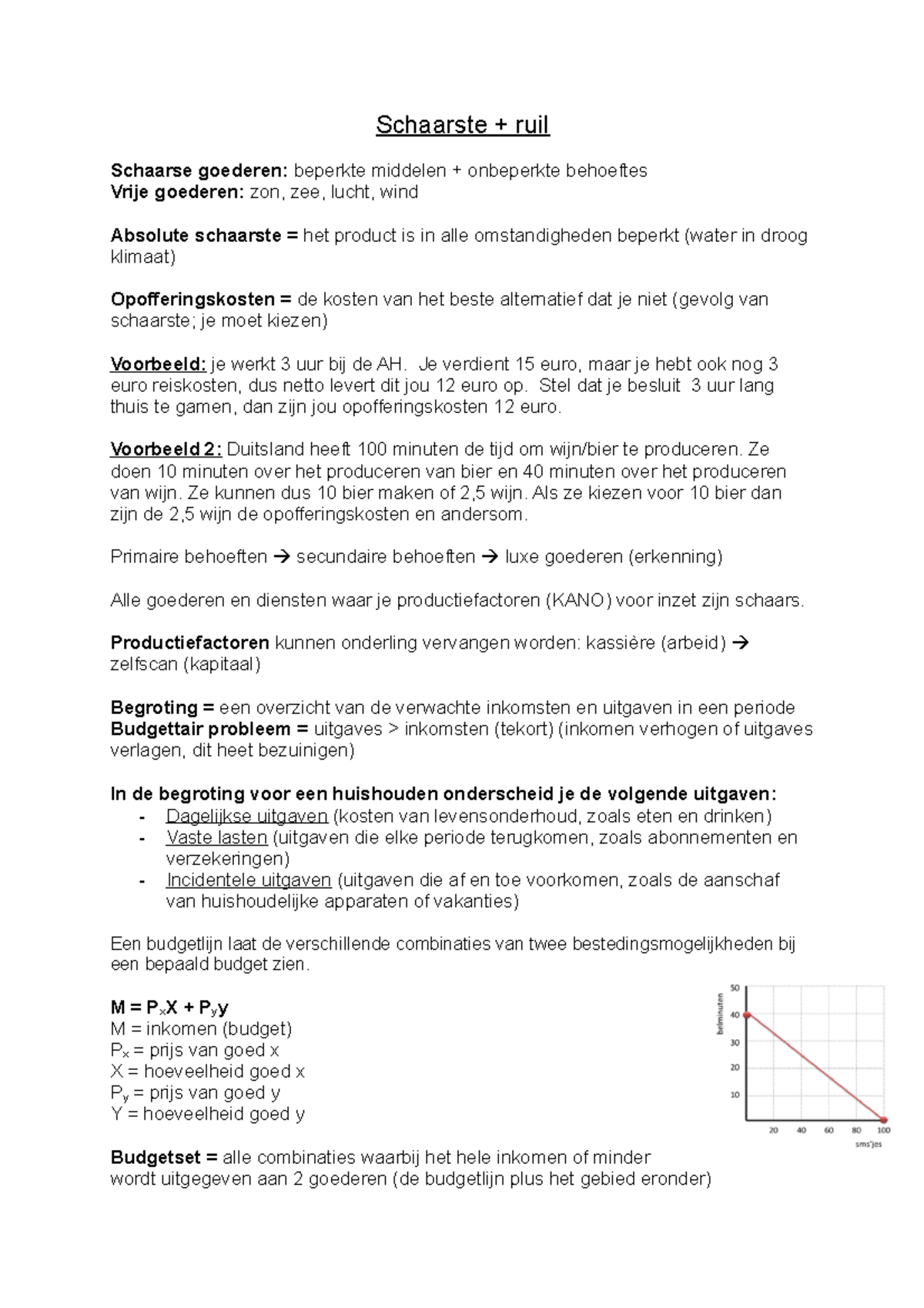 Economie examenstof - Schaarste + ruil Schaarse goederen: beperkte ...