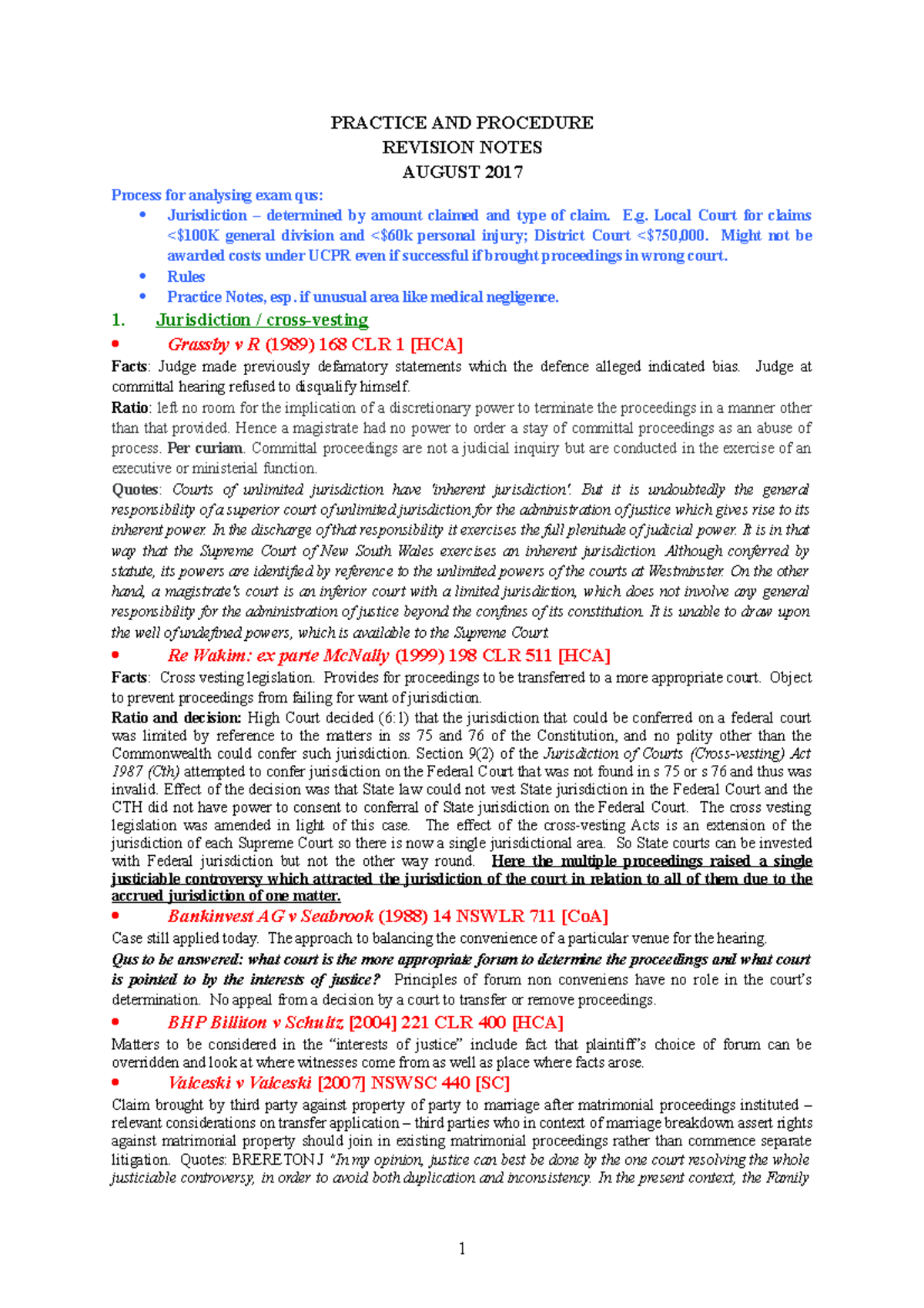 Practice and Procedure Revision Notes August 2017 - PRACTICE AND ...