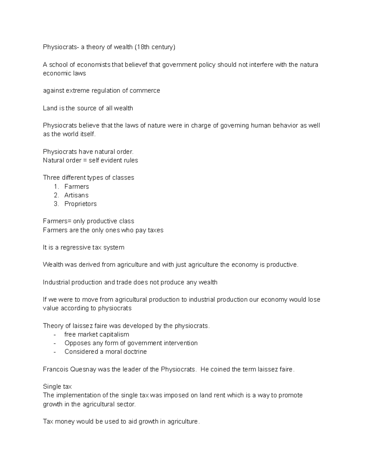 Physiocrats - Physiocrats have natural order order = self evident rules ...