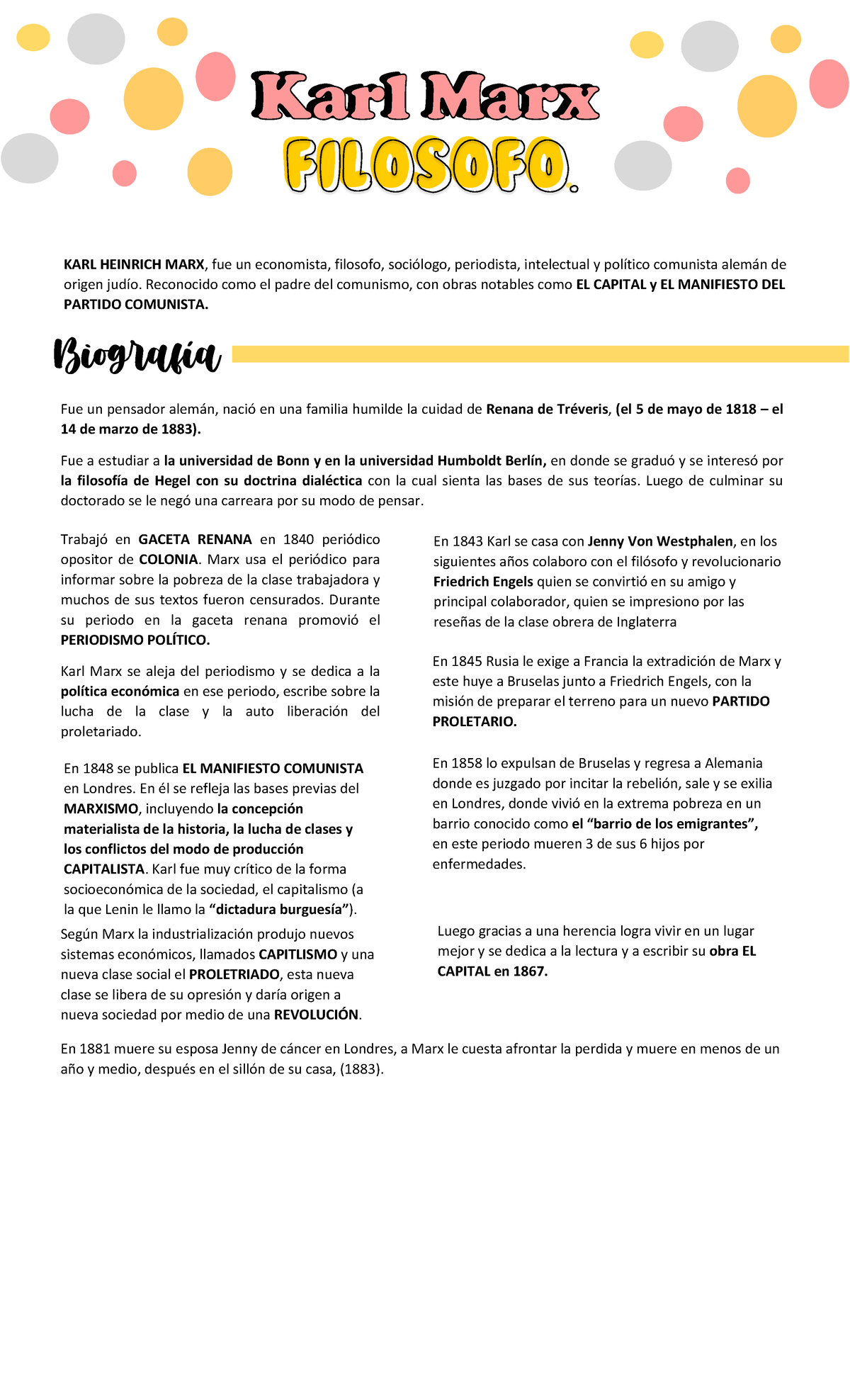 Vida y obra de karl Marx - karl max - Filosofo. KARL HEINRICH MARX, fue ...