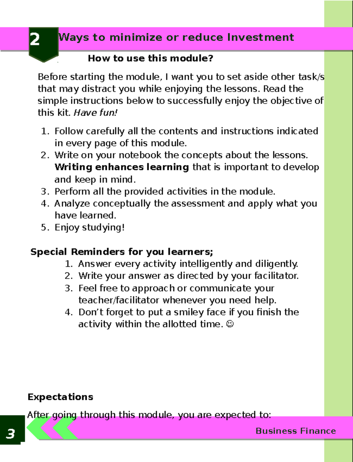 Business Finance Quarter 4 Module 2 - How to use this module? Before ...
