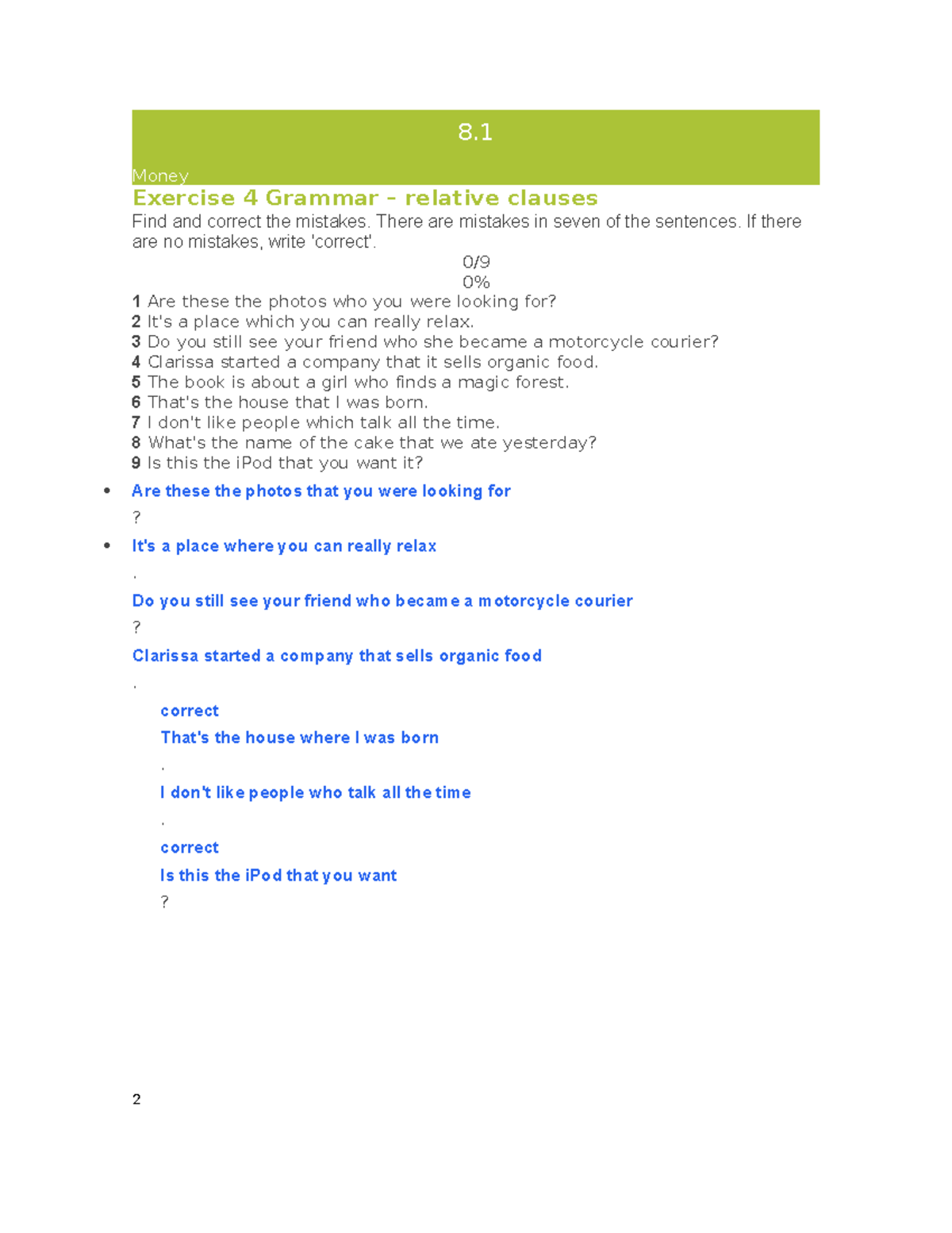 Pdfcoffee - sssss - 8. Money Exercise 4 Grammar – relative clauses Find ...