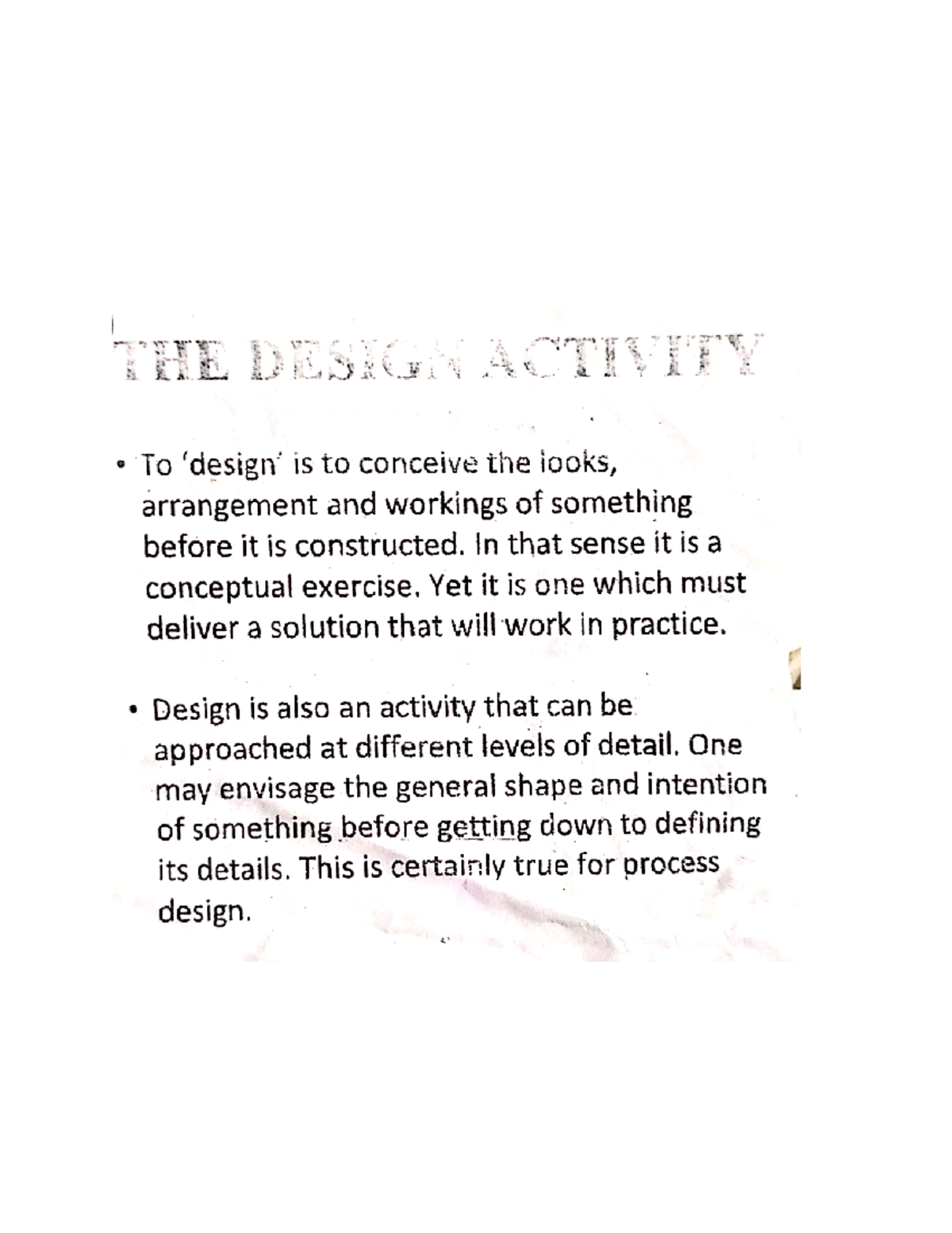 THE Design Activity - Process design - Studocu