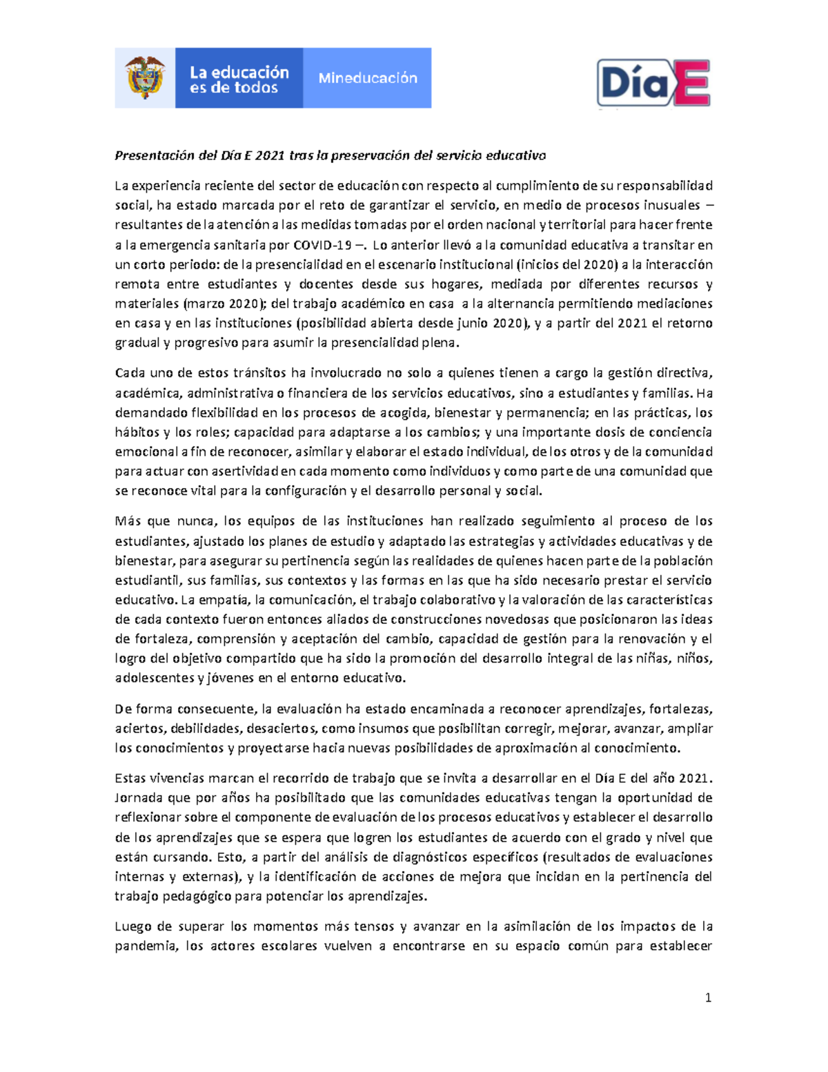 Día de la excelencia académica en las instituciones educativas de ...