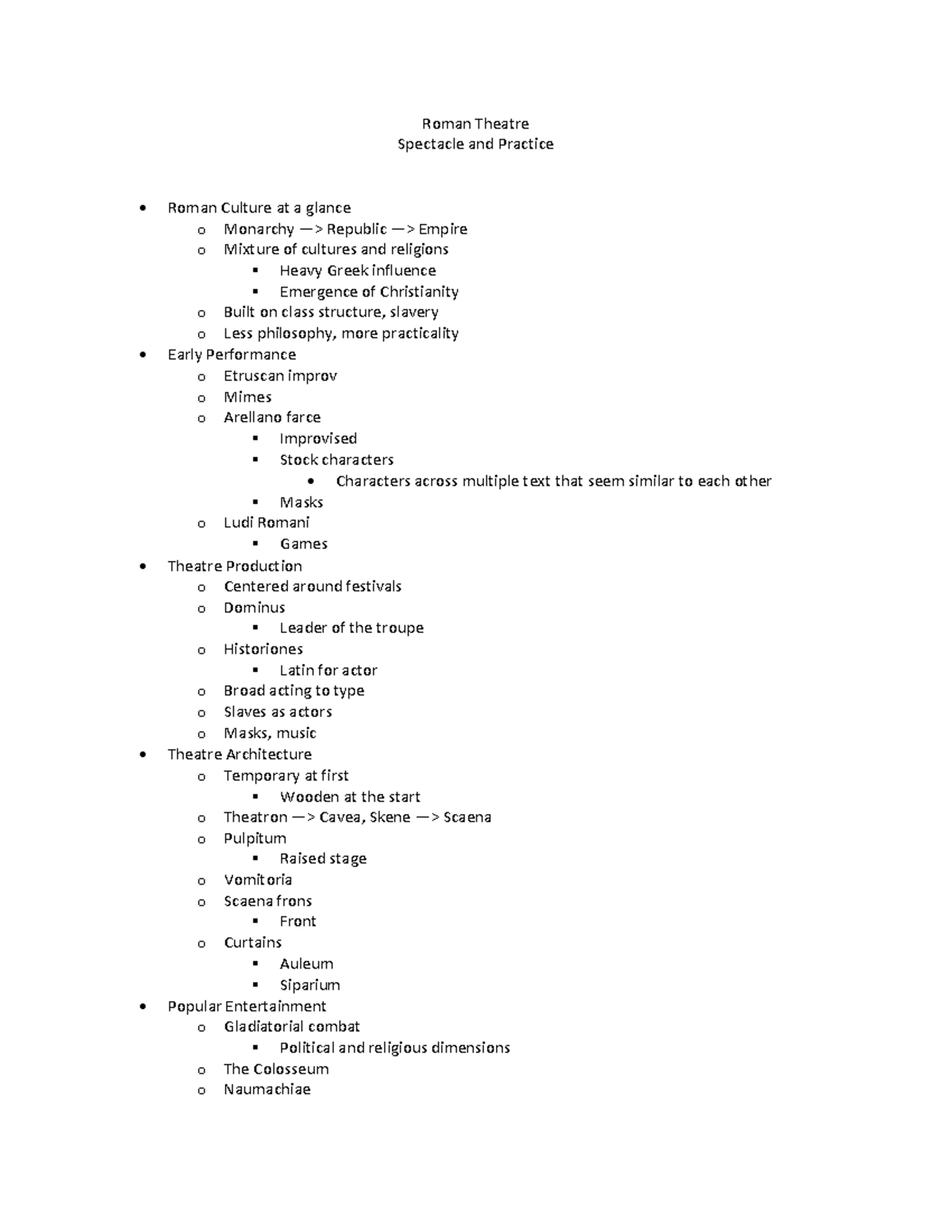 Roman Theatre THE HIS - Roman Theatre Spectacle and Practice Roman ...