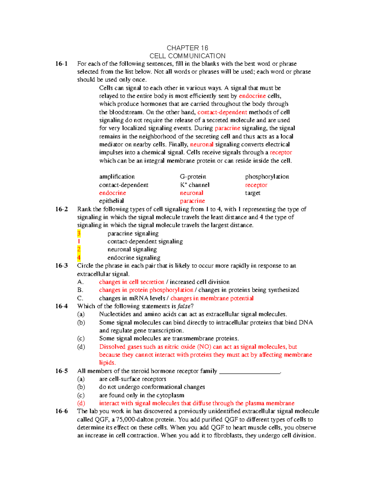 Chapter 16worksheet - Worksheet - CHAPTER 16 CELL COMMUNICATION 16-1 ...