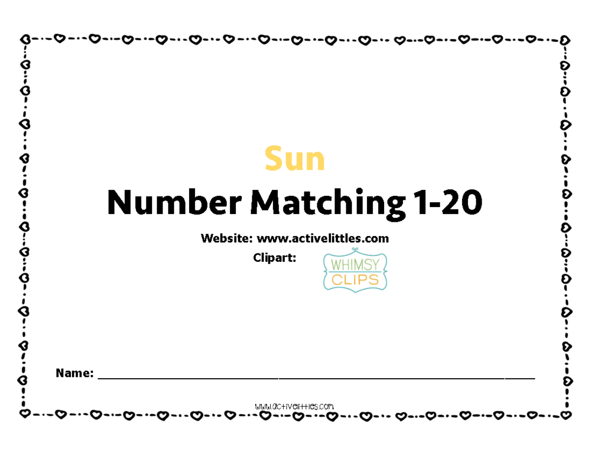 Sun Number Matching Free Printable - Sun Number Matching 1- Website ...