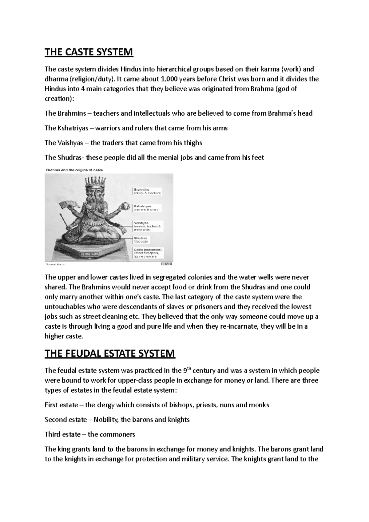 THE Caste System - THE CASTE SYSTEM The caste system divides Hindus ...