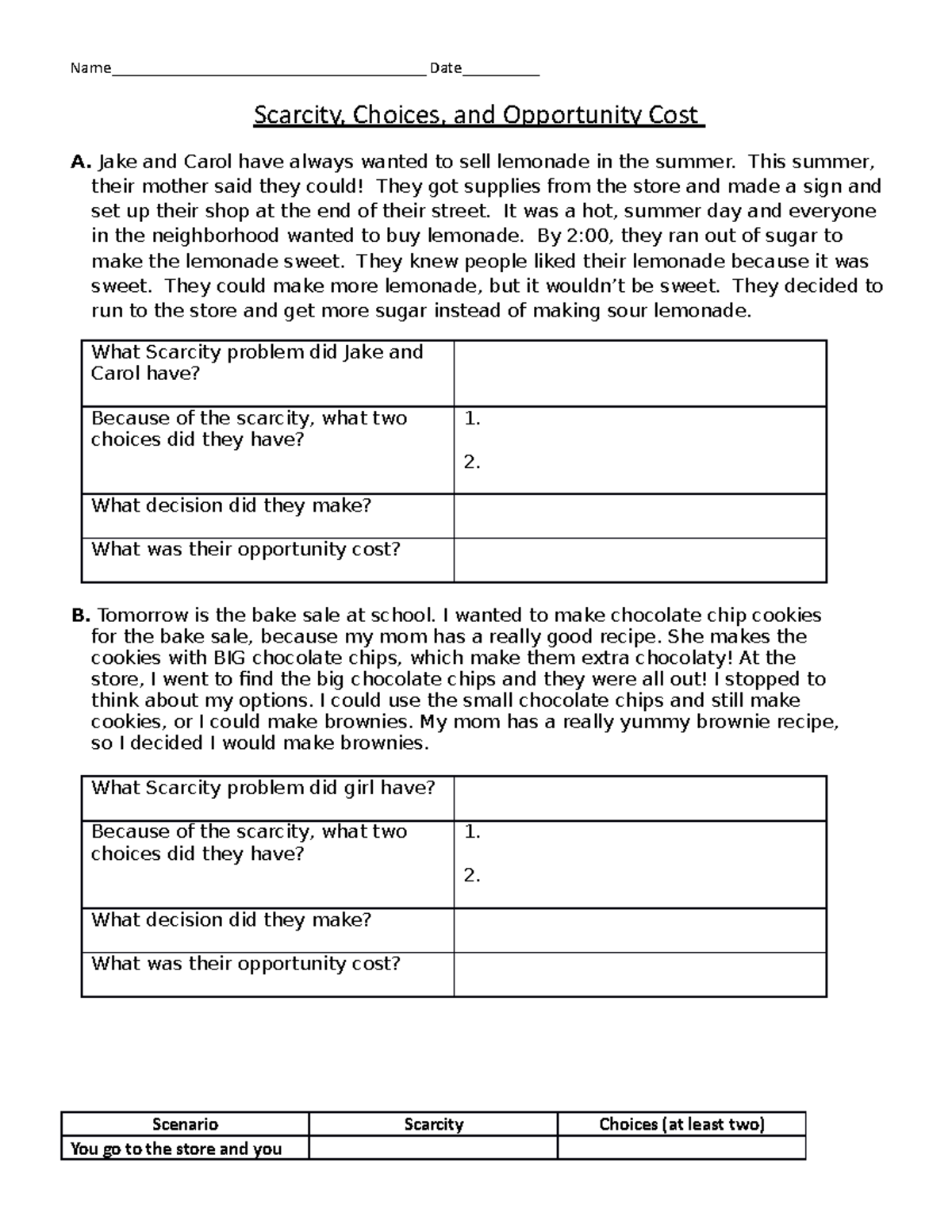 @@Assignment-Scarcity and Choices - Name ...