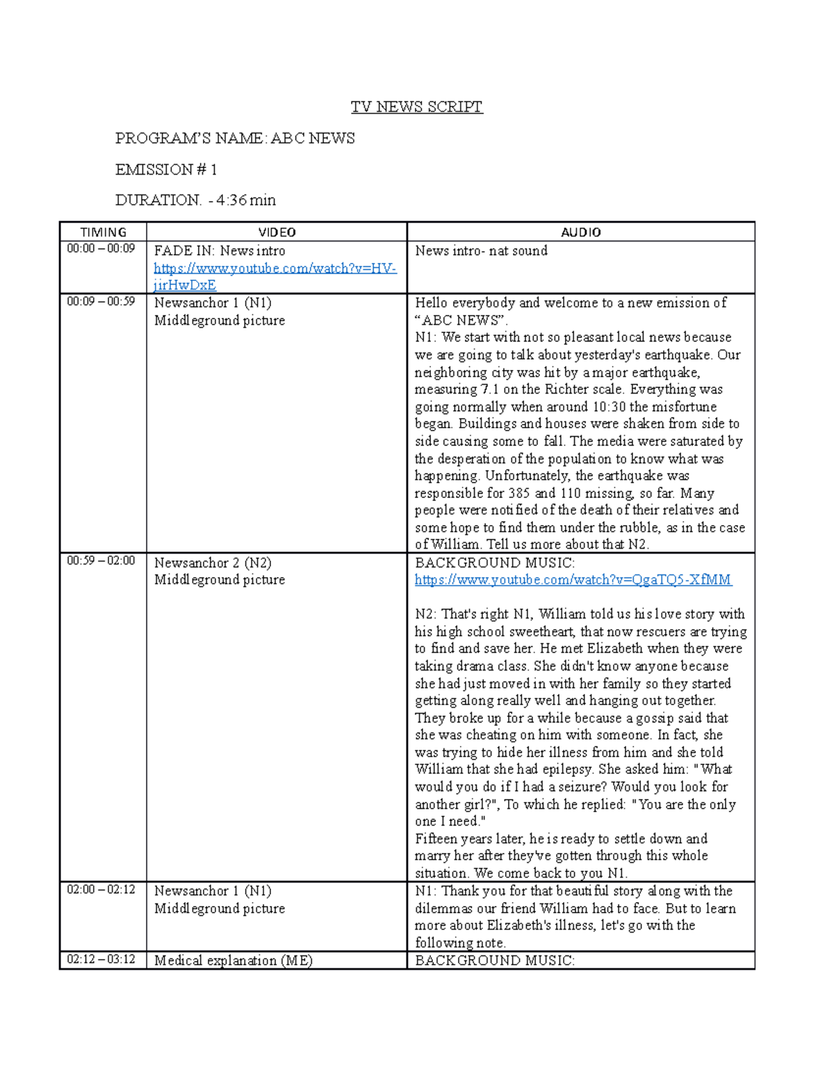 TV NEWS Script-guión de noticiero 5 min en Inglés - TV NEWS SCRIPT ...