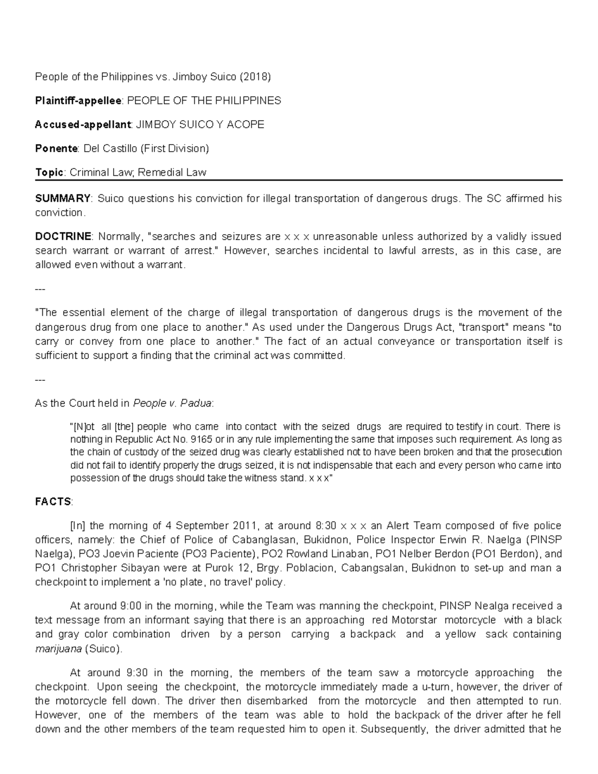 396293442 People of the Philippines vs Jimboy Suico Digest - People of ...