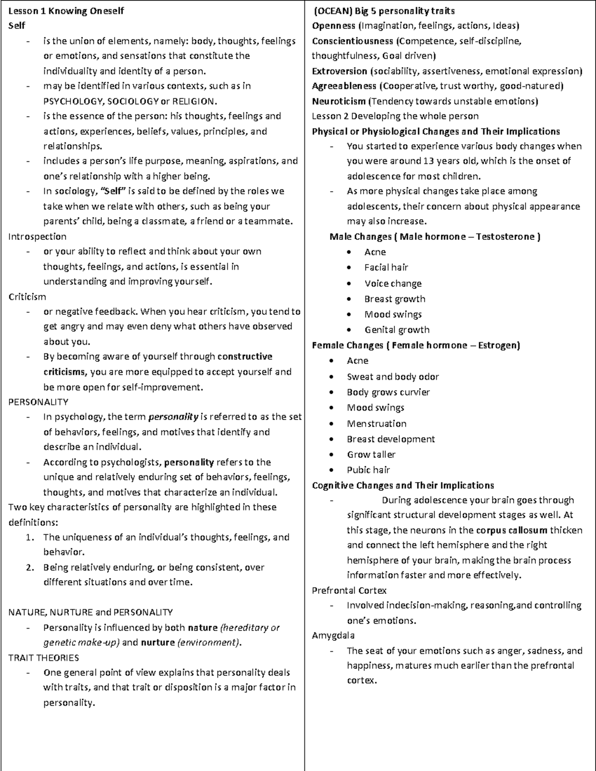 Reviewer-Perdev - jakendjd - Lesson 1 Knowing Oneself Self - is the ...