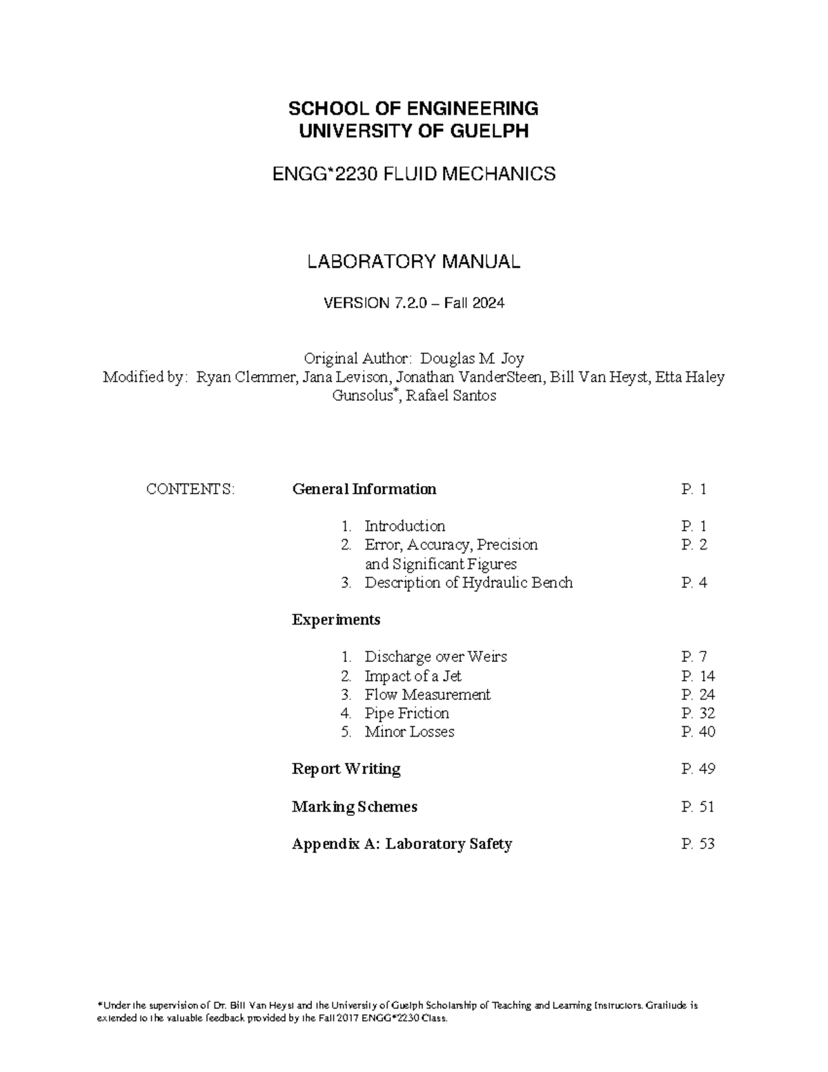 Lab Manual V7 2 0 F24 - Under the supervision of Dr. Bill Van Heyst and ...