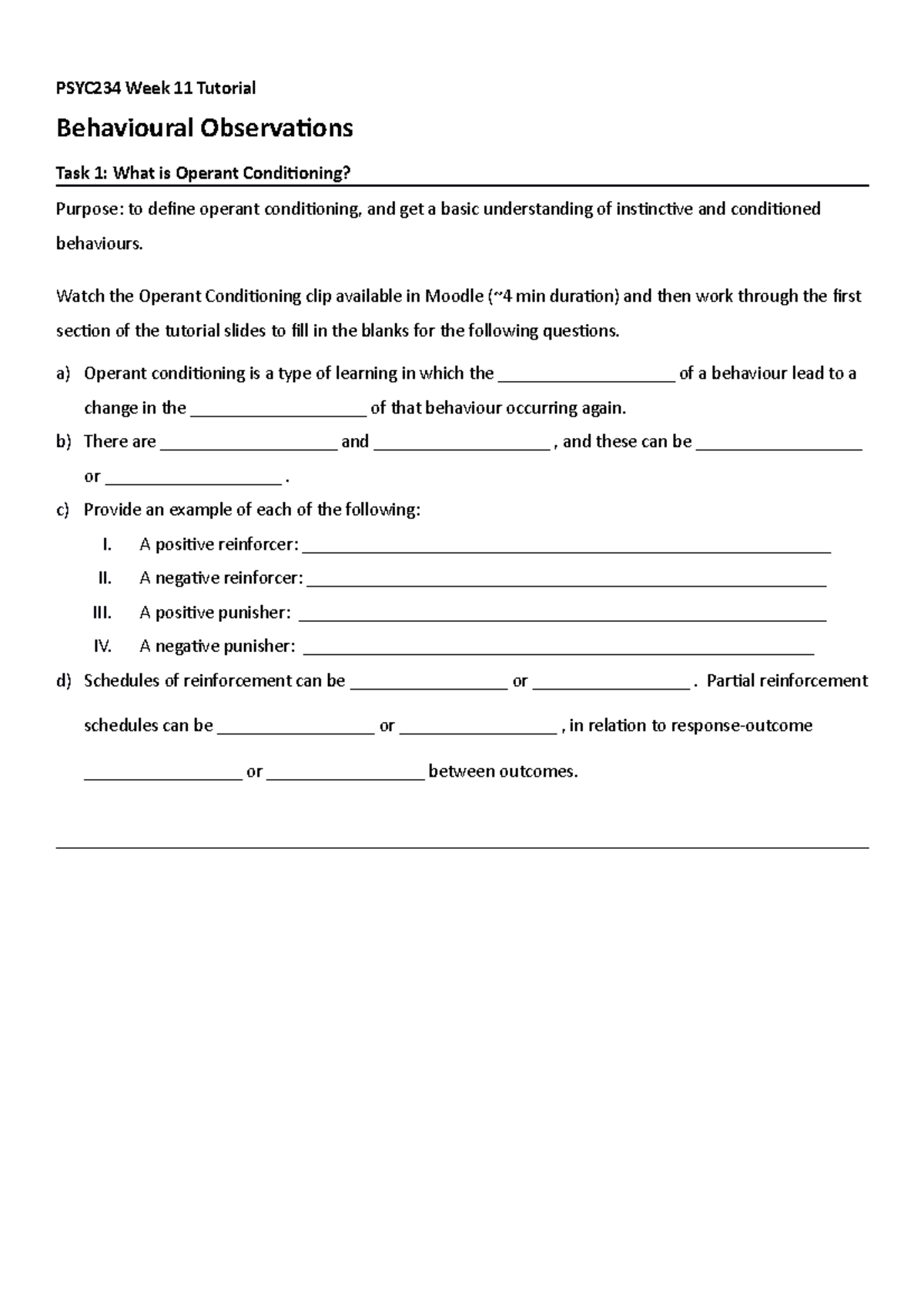 Week 11 - Behavioural Observations 2023 - Lab Book Pages - PSYC234 Week ...