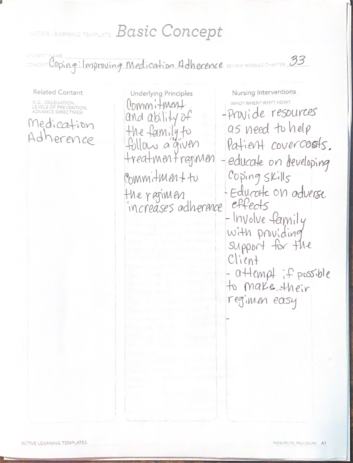 Coping medication adherence - ACTIVE LEARNING TEMPLATE Basic Concept ...