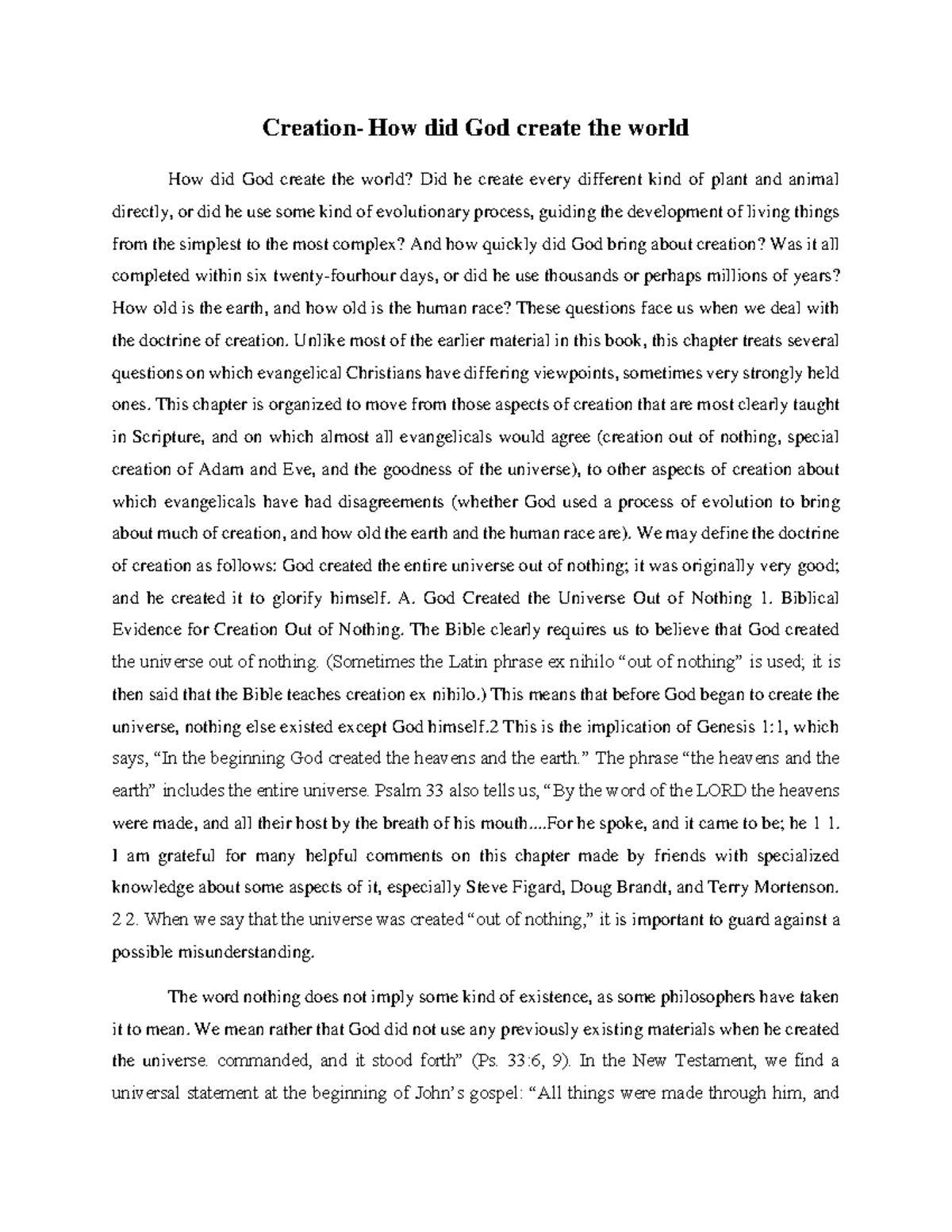 Creation- How did God create the world - Unlike most of the earlier ...