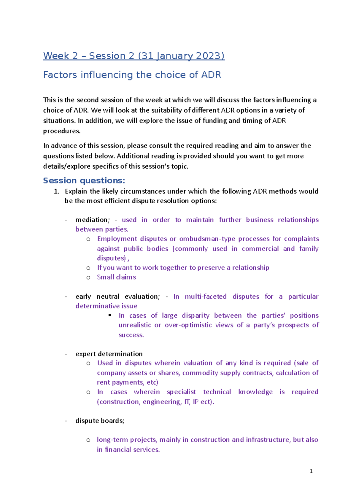 Week 2 – Session 2 - ADR - Port - Studocu
