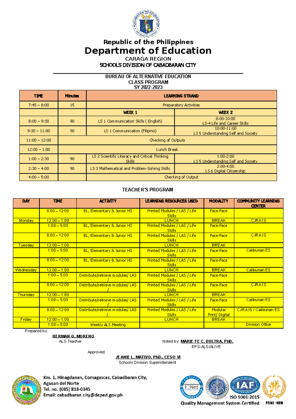 ALS- Class- Program - Guide for ALS Teachers - Republic of the ...