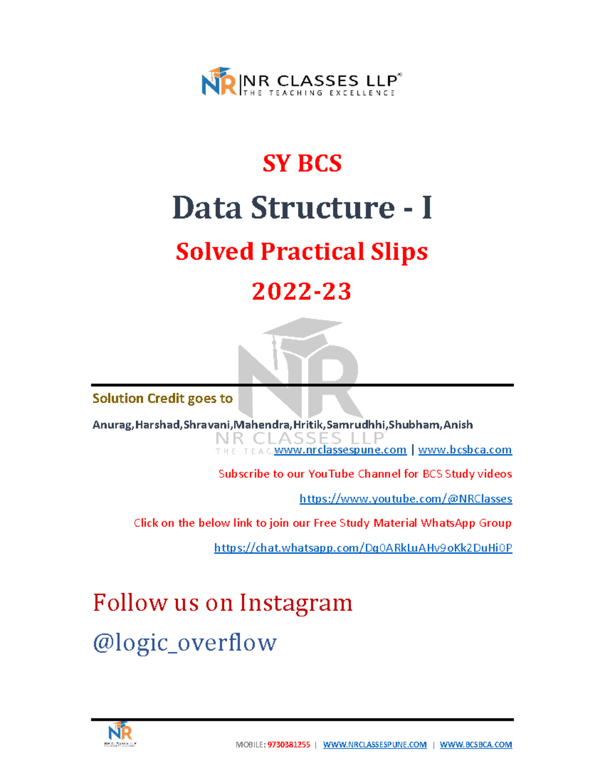 Sybcs DS Slips Solutions 2022-23 - SY BCS Data Structure - I Solved Practical Slips 2022 - 23 ...