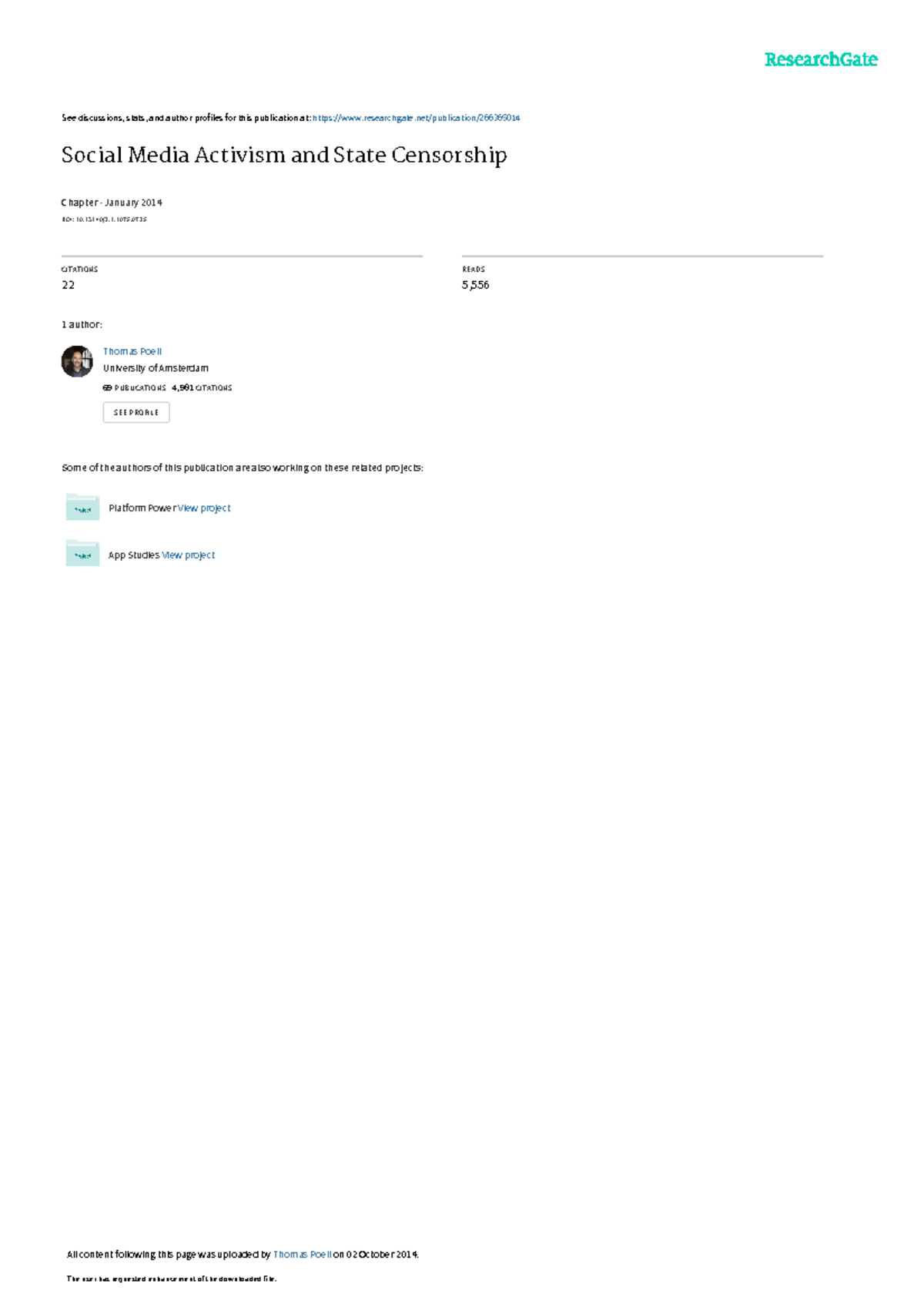 Social Media Activism and State Censorship - See discussions, stats ...