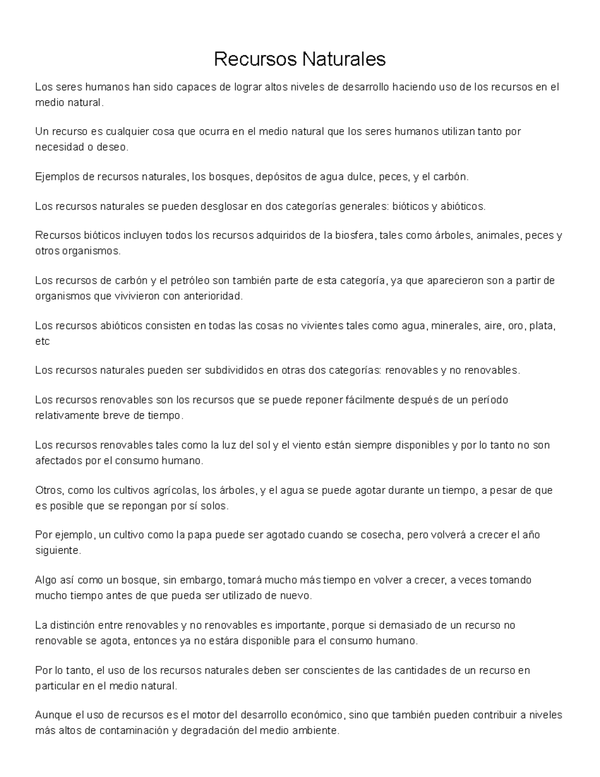 Recursos Naturales - Recursos Naturales Los seres humanos han sido ...