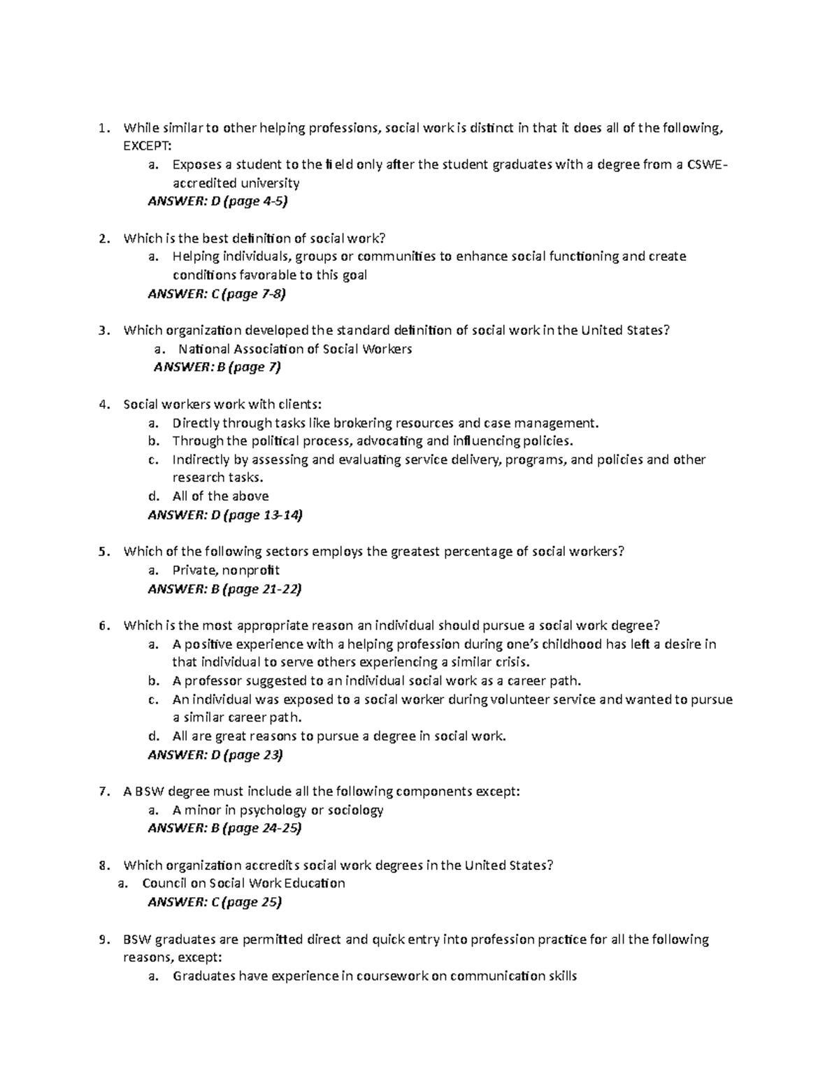 Midterm study guide - While similar to other helping professions ...