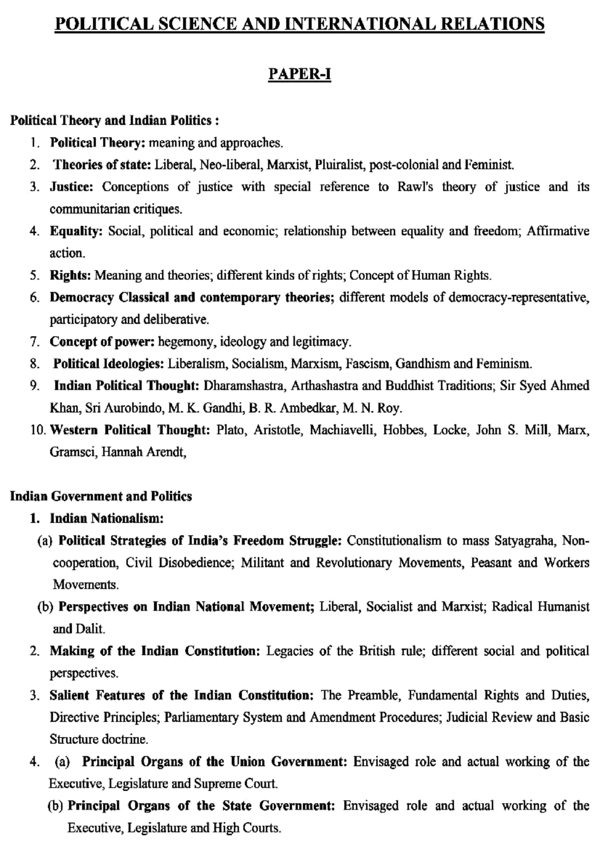 Psir syllabus - Political Science - Studocu