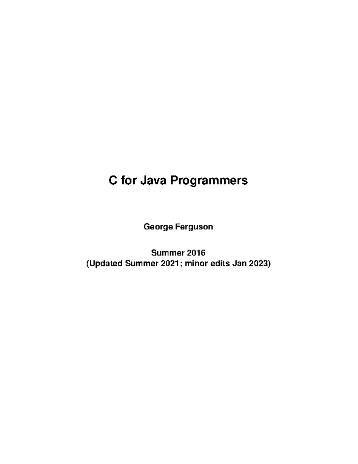 C For Java Programmers C For Java Programming C For Java 9452