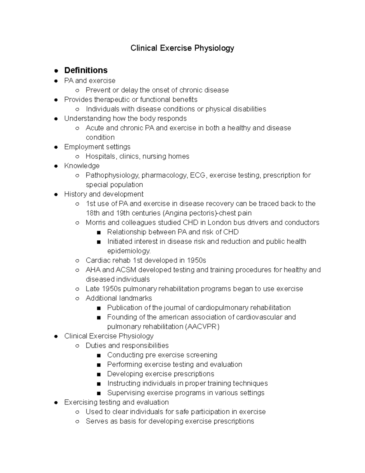 Chapter 4 - Clinical Exercise Physiology Lecture - Clinical Exercise ...