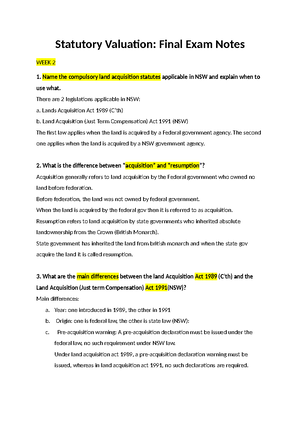 Lecture 1 of 12 - Statutory Valuation PP PDF 2021 - SCHOOL OF BUSINESS ...