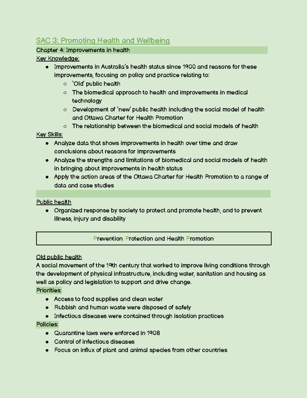 HHD SAC 3 - hhd notes - SAC 3: Promoting Health and Wellbeing Chapter 4 ...