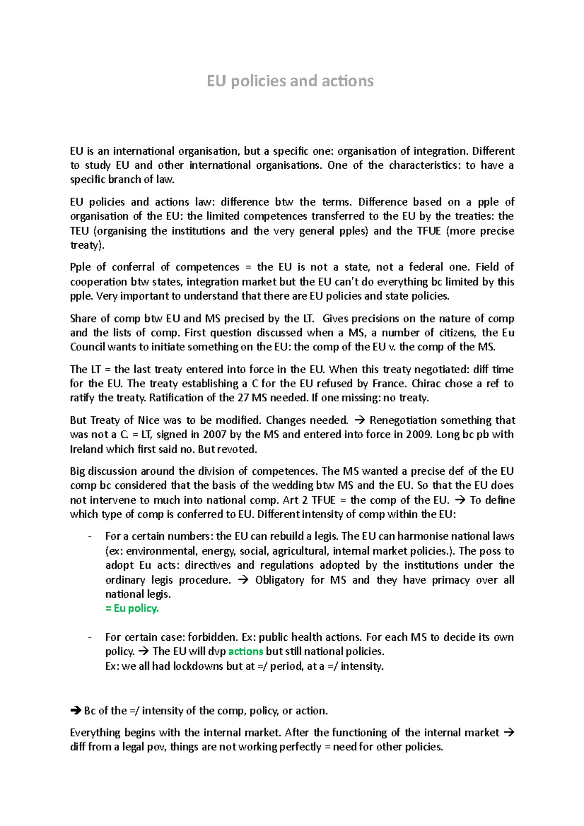 EU policies and actions - Different to study EU and other international ...