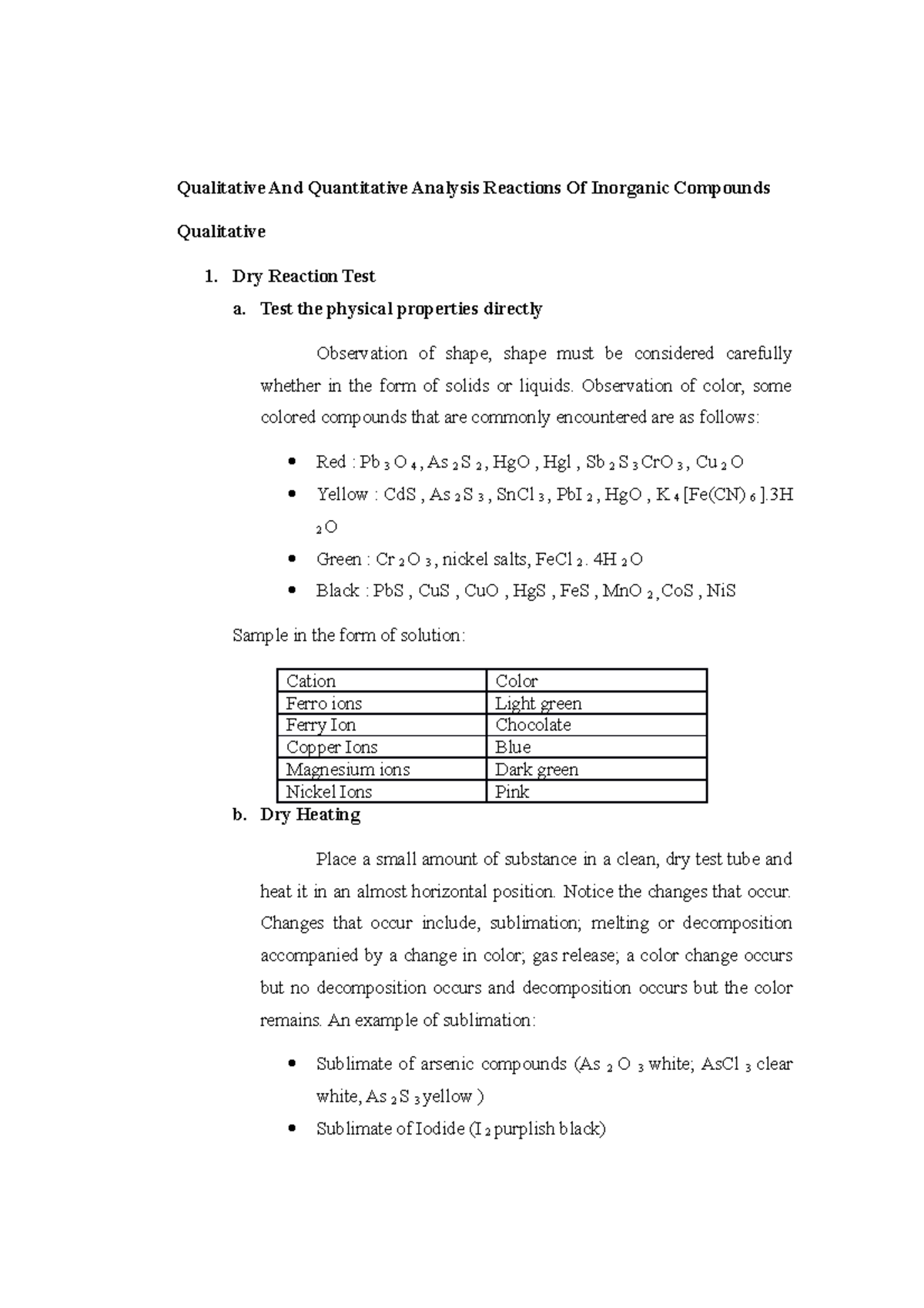 Qualitative And Quantitative Analysis Reactions Of Inorganic Compounds ...