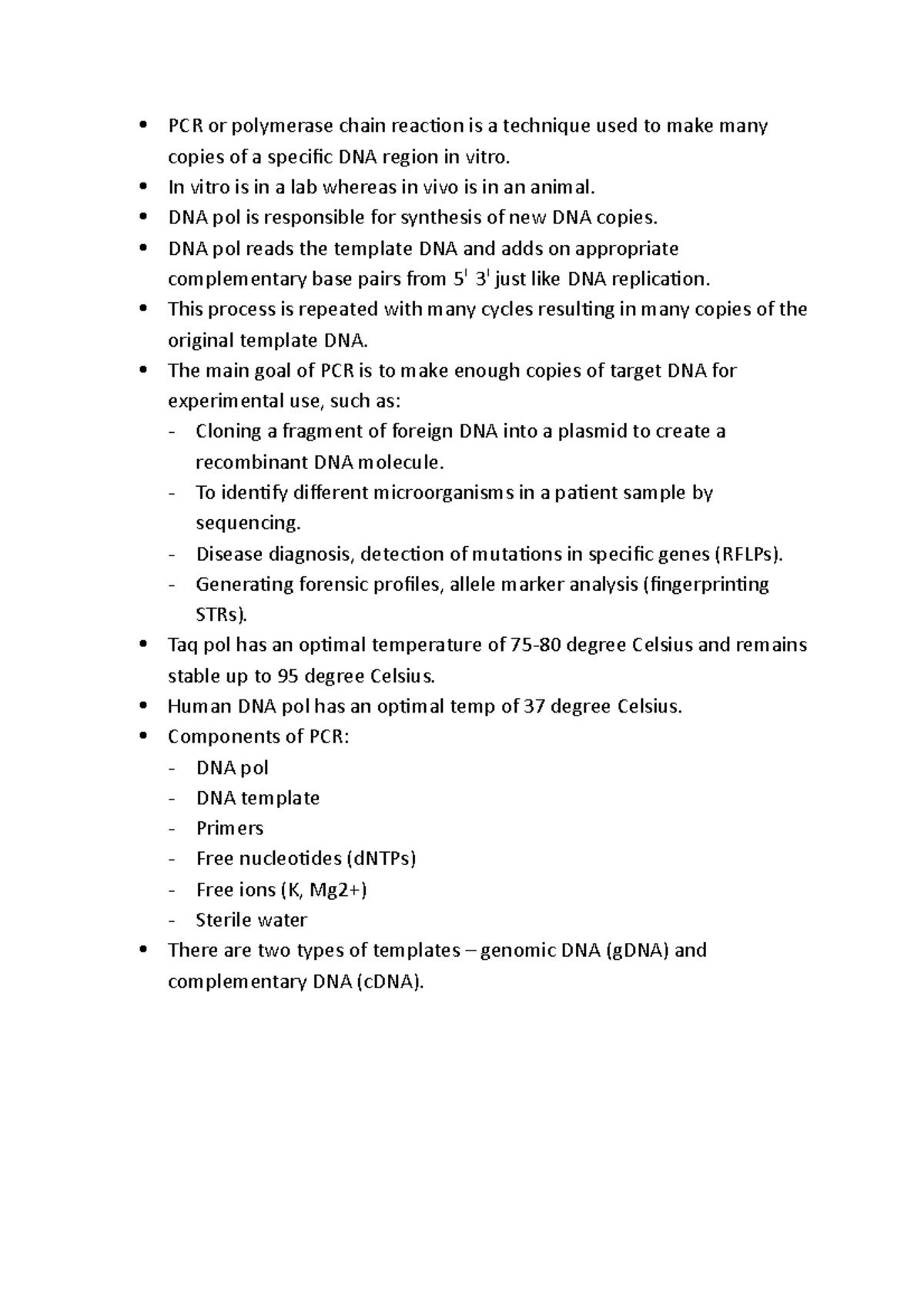 PCR - A complete detailed summary of the module PCR - PCR or polymerase ...