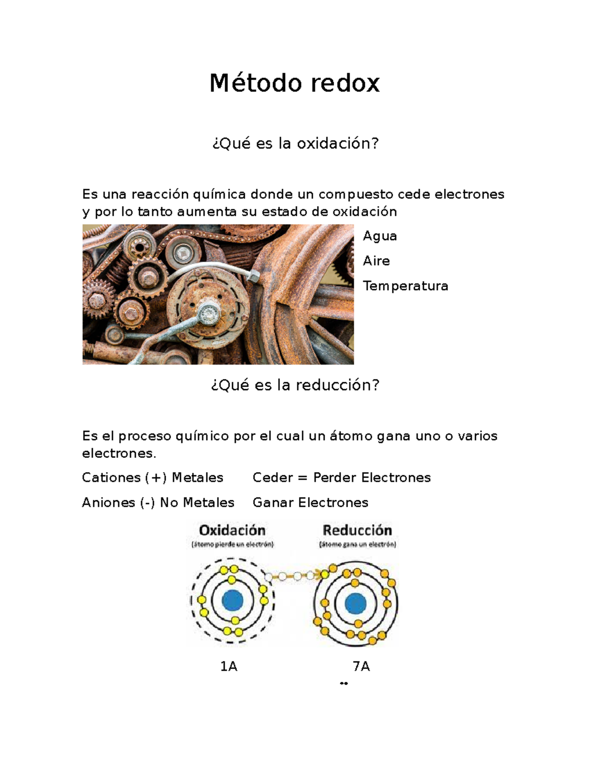 Método redox - Método redox ¿Qué es la oxidación? Es una reacción química donde un compuesto ...