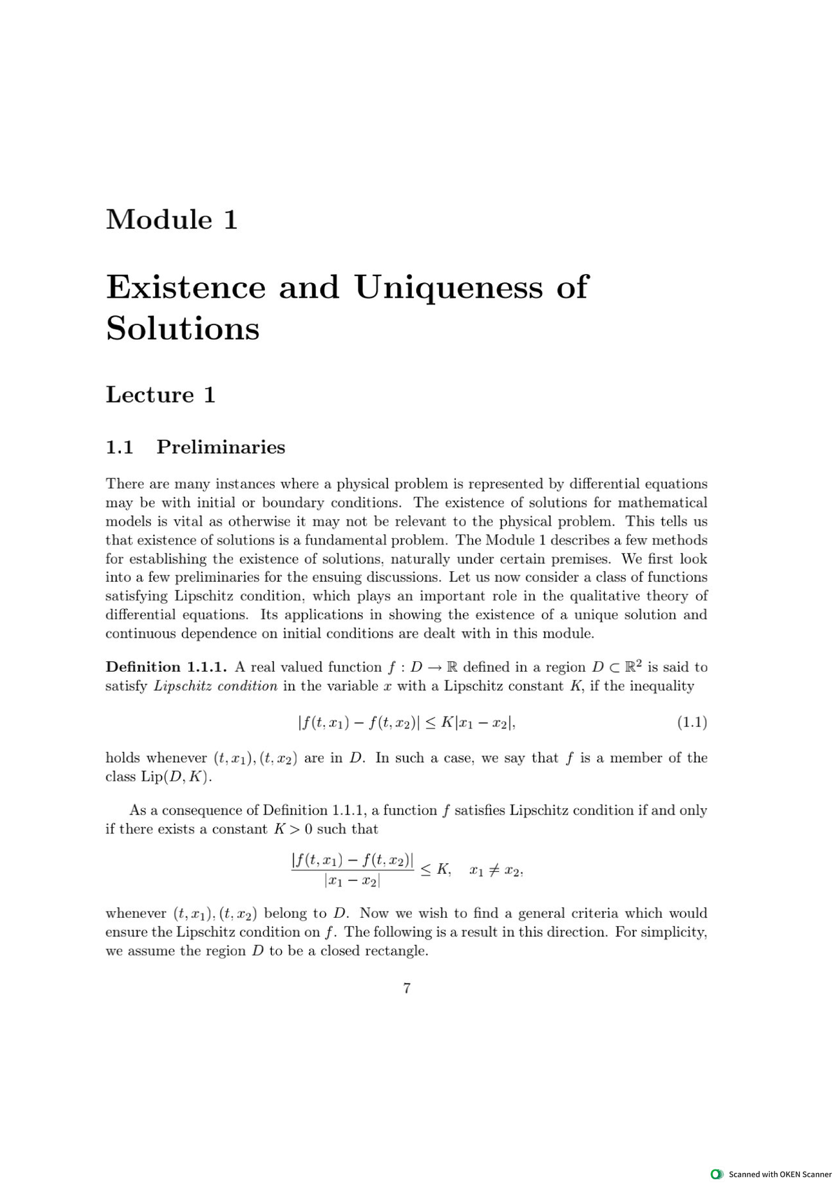 Existence And Uniqueness Of Solutions Ordinary Differential Equations
