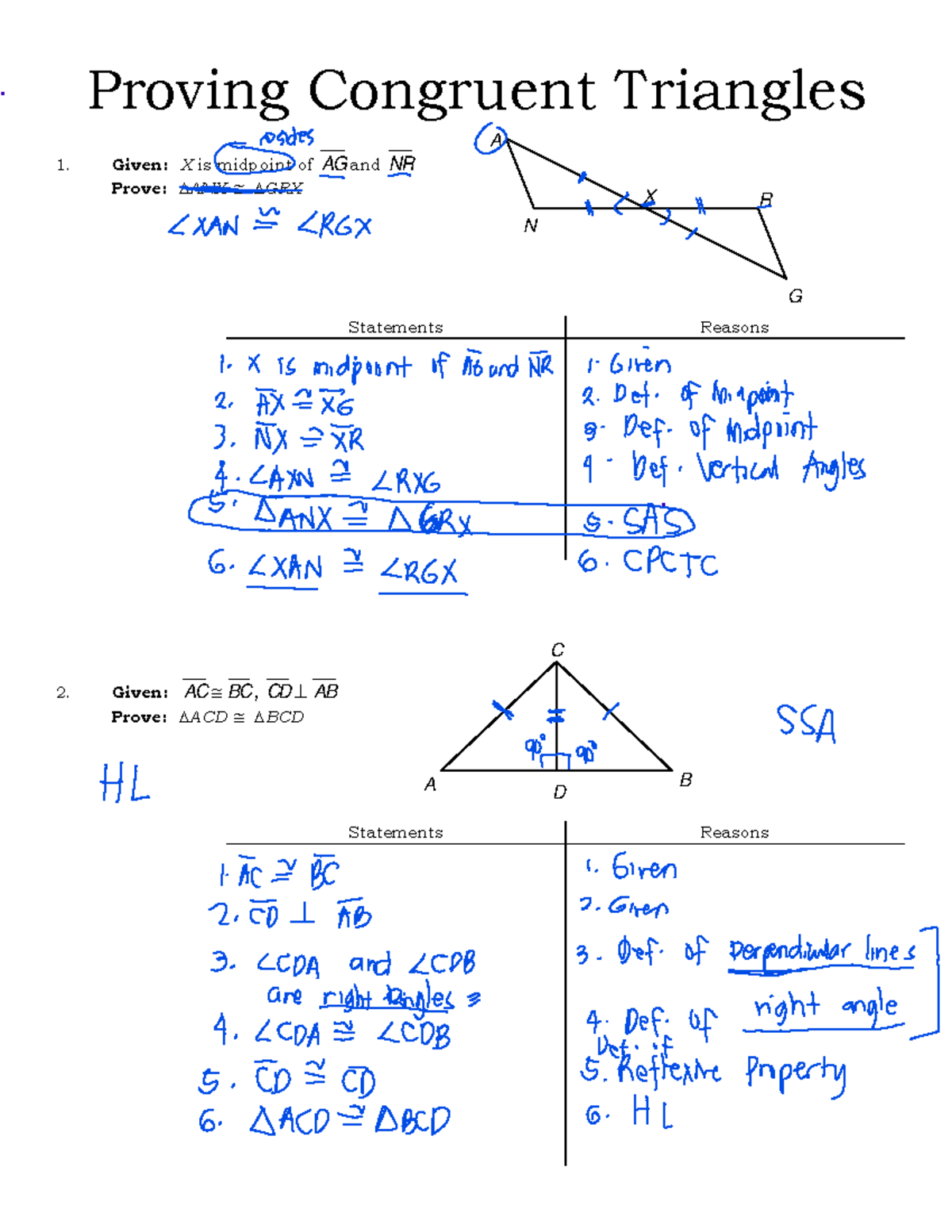 Congruent triangles proof packet - Proving Congruent Triangles 1. Given ...