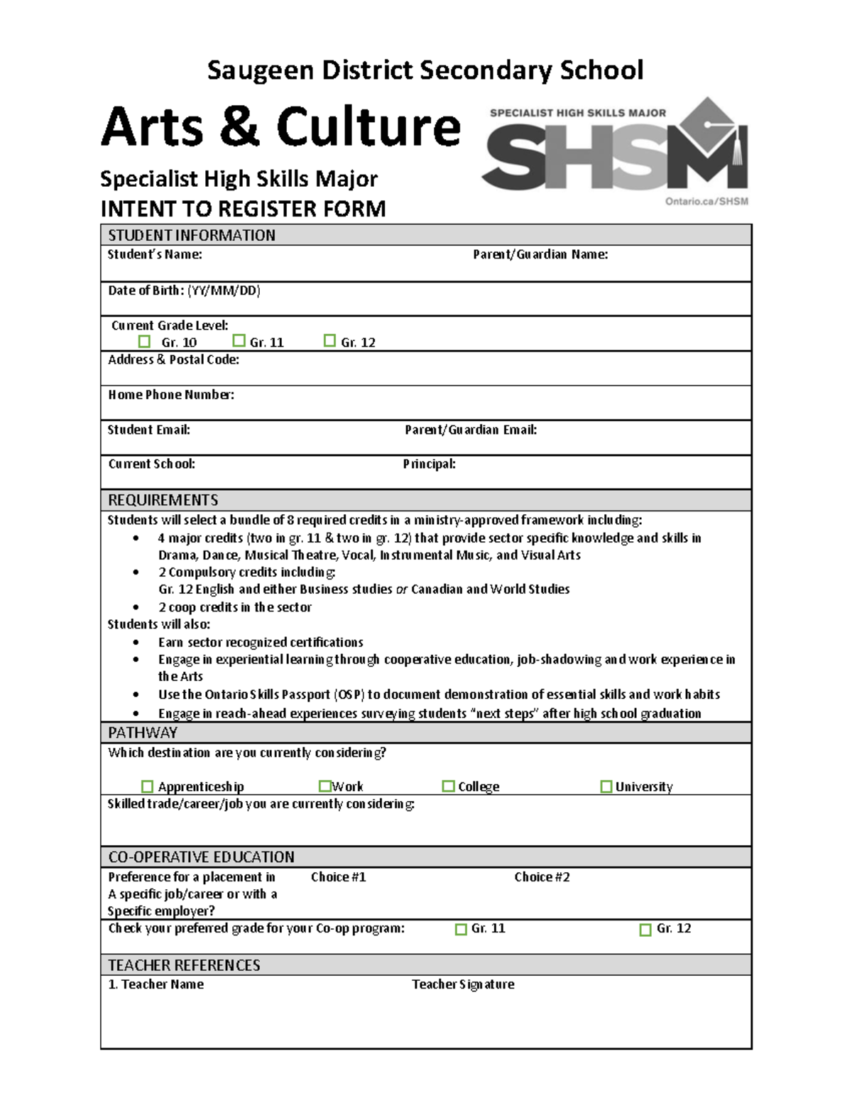 3.SHSM.intent.to - SHSM - Saugeen District Secondary School Arts ...