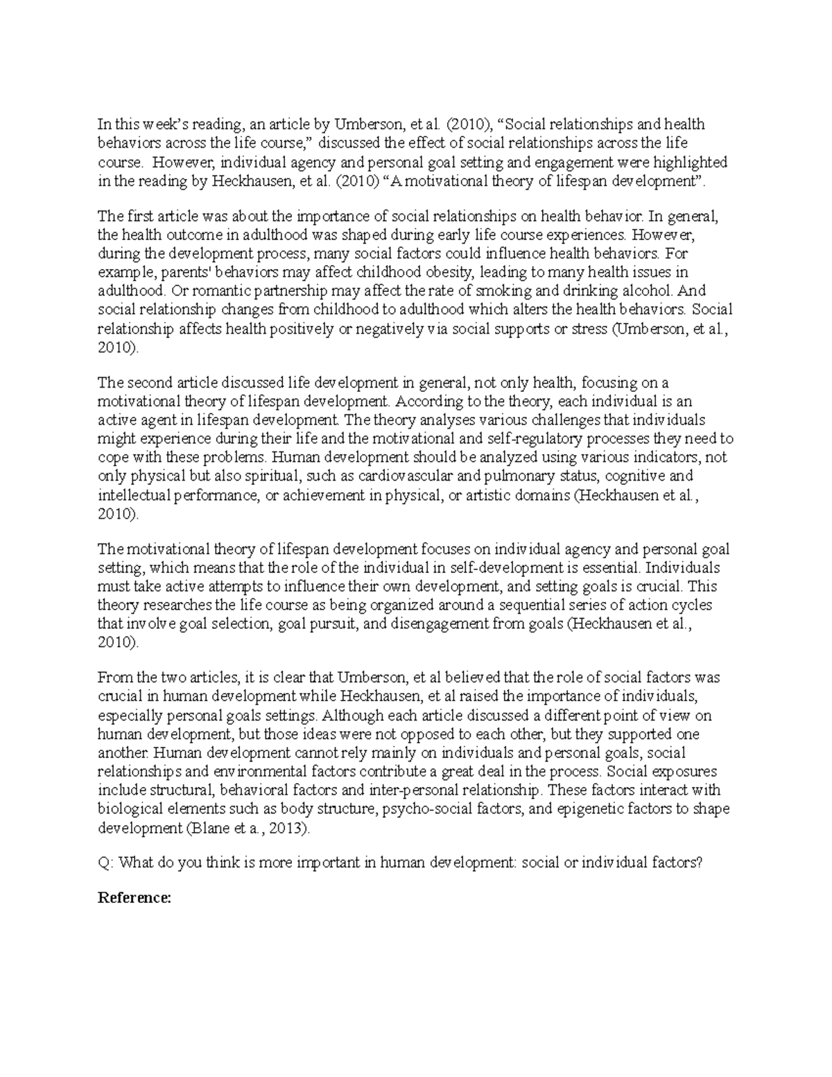 Discussion unit 1 Human Development in a Global Perspective (proctored ...