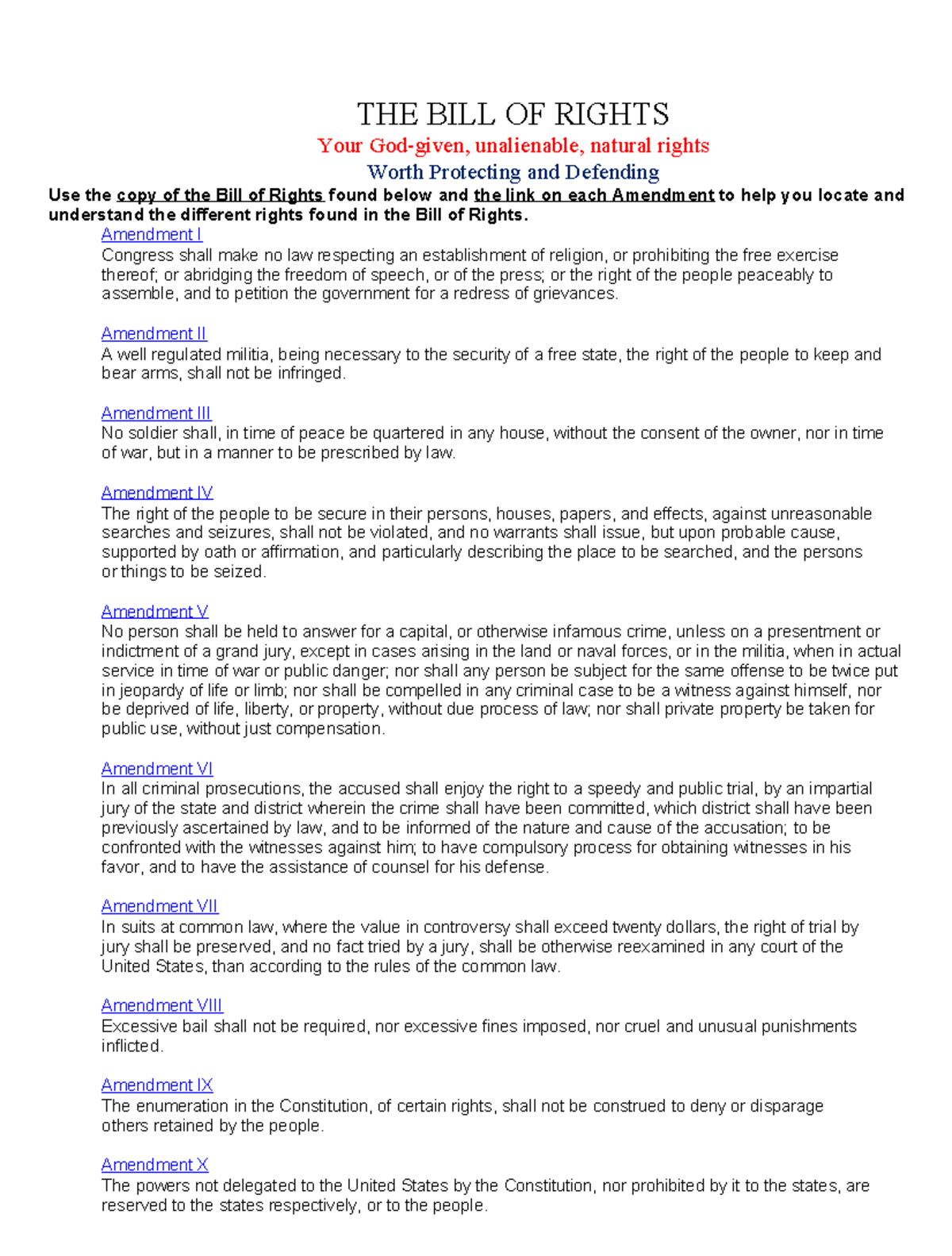 I Know My Rights - good - THE BILL OF RIGHTS Your God-given ...