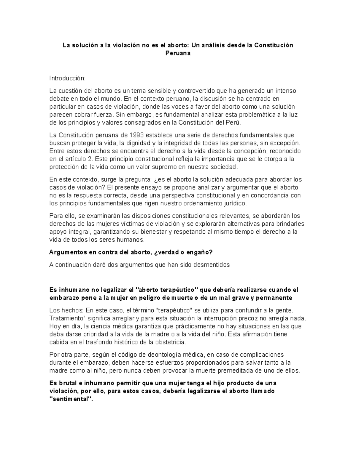 La solución - etaaa - La solución a la violación no es el aborto: Un ...