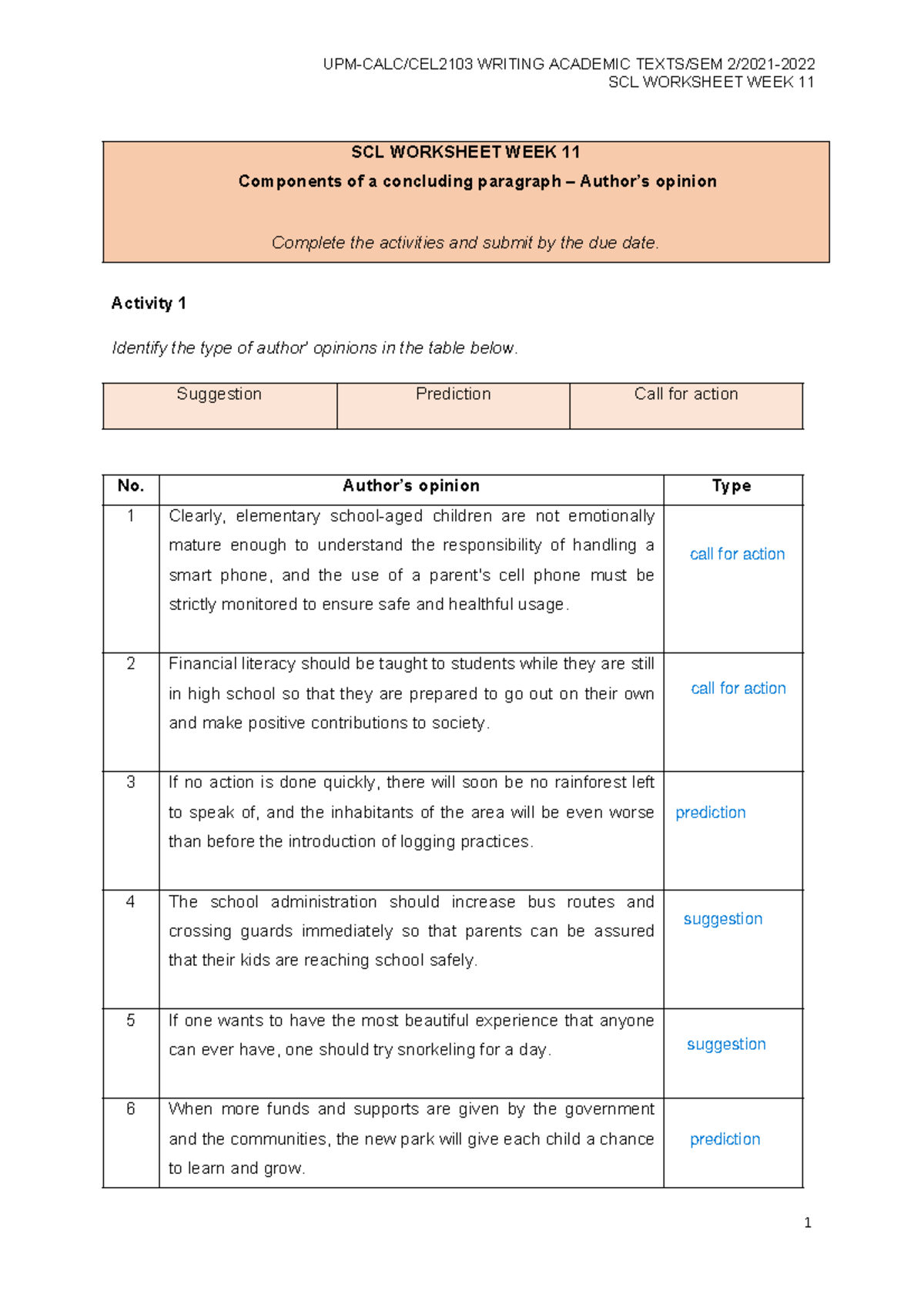 Scl week 11 - Cel2103-scl week 11 - SCL WORKSHEET WEEK 11 SCL WORKSHEET ...