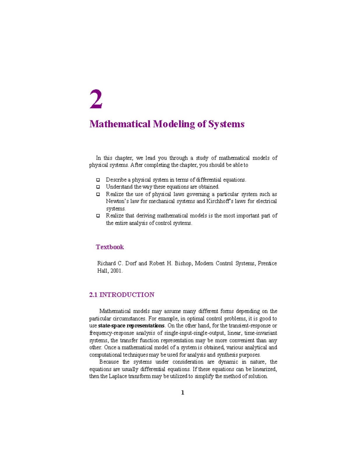 Fundamental of control system- Lec 2 - 2 Mathematical Modeling of Systems In this chapter, we ...