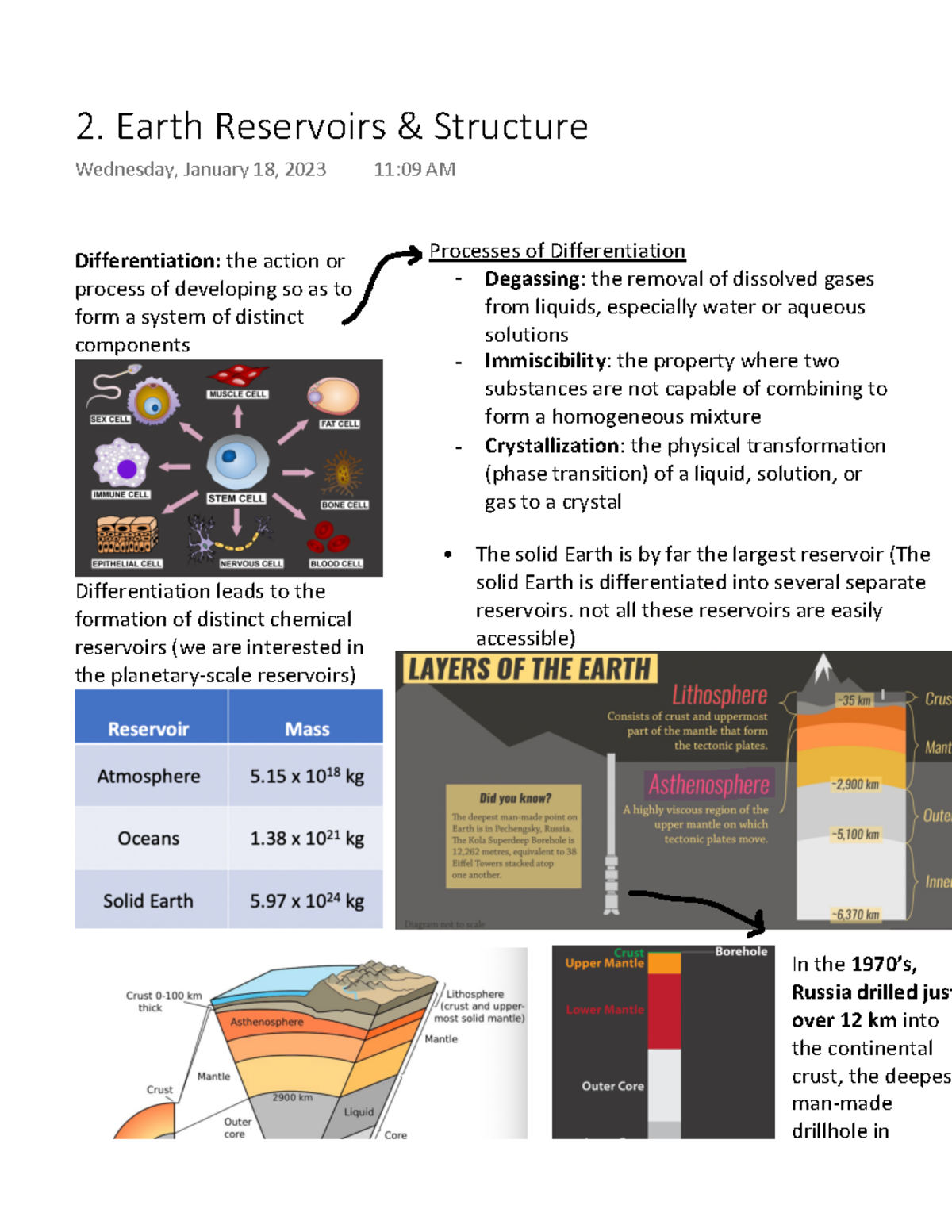 2. Earth Reservoirs & Structure - Differentiation: the action or ...
